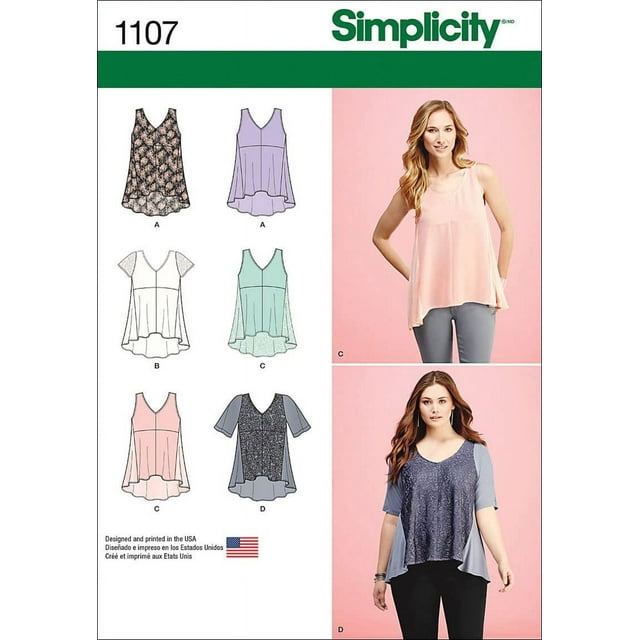 Simplicity Misses' Size XXS-XXL Top with Fabric Variations Pattern, 1 ...