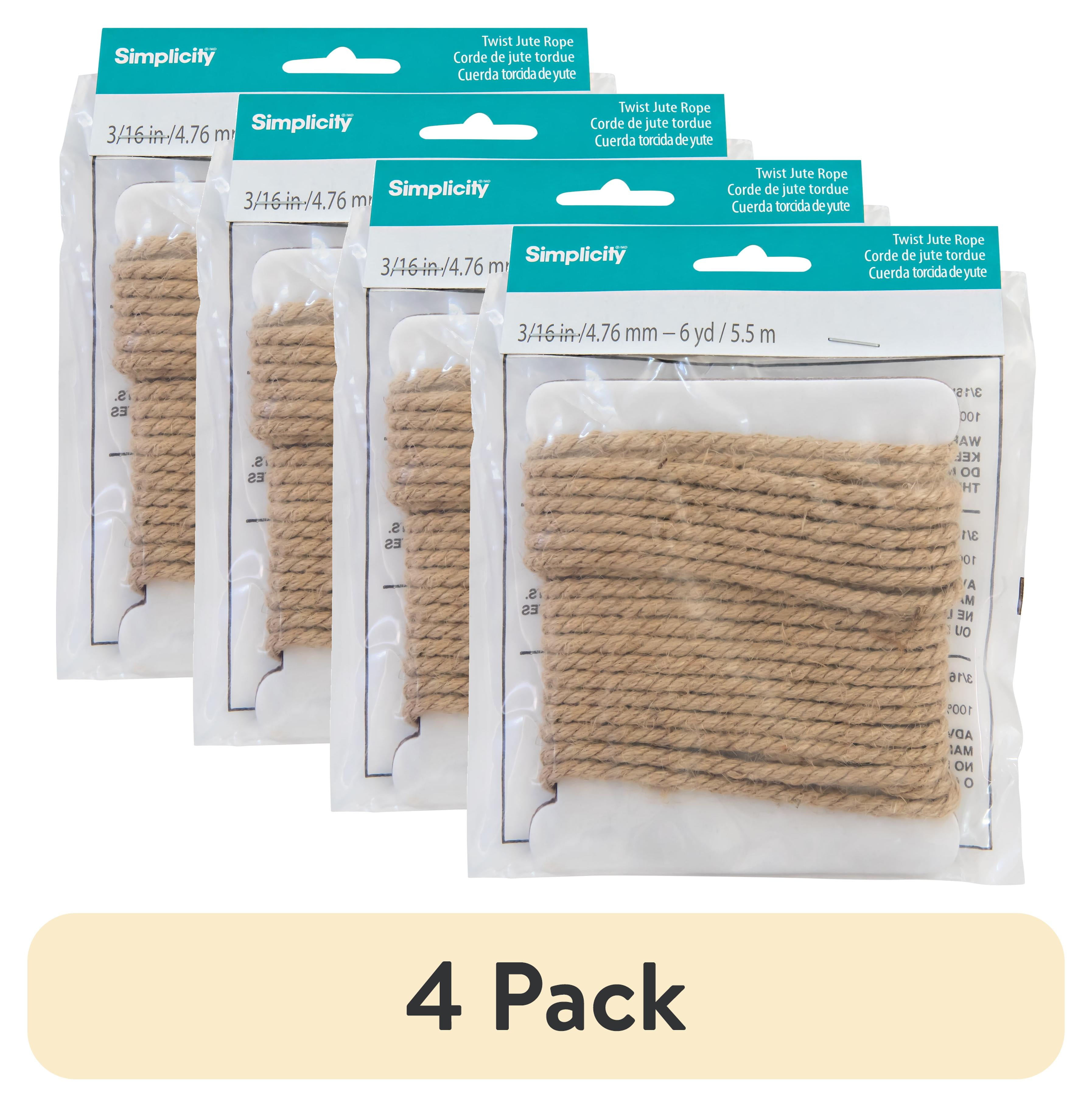 (4 pack) Simplicity Natural 3/16" Twist Jute Rope Trim, 6 Yards ...