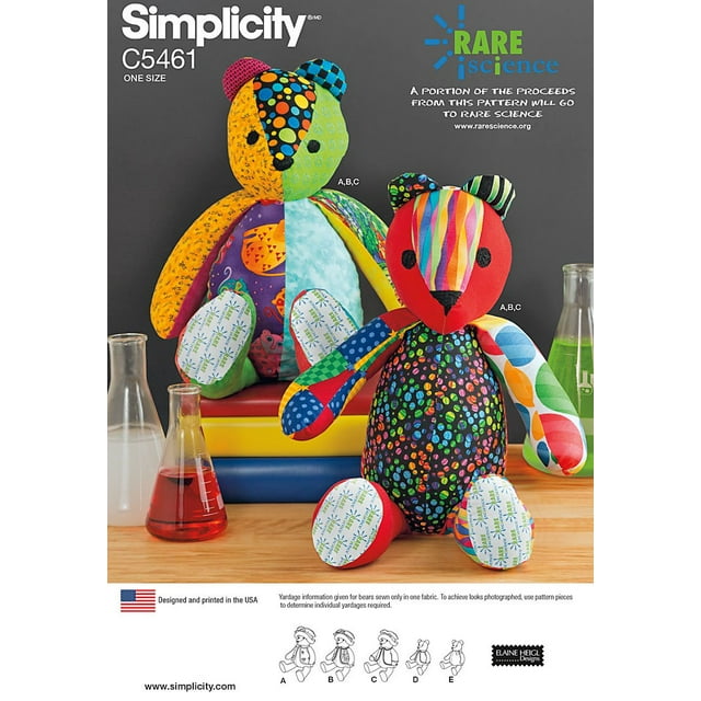Simplicity Pattern C 5461 Rare Bear Sewing Pattern for Teddy Stuffed ...