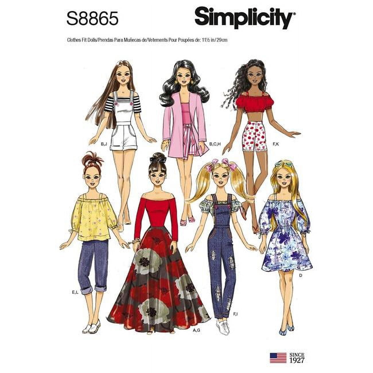 Simplicity Patterns US8865OS 11.5 in. Fashion Doll Clothes Crafts - One ...