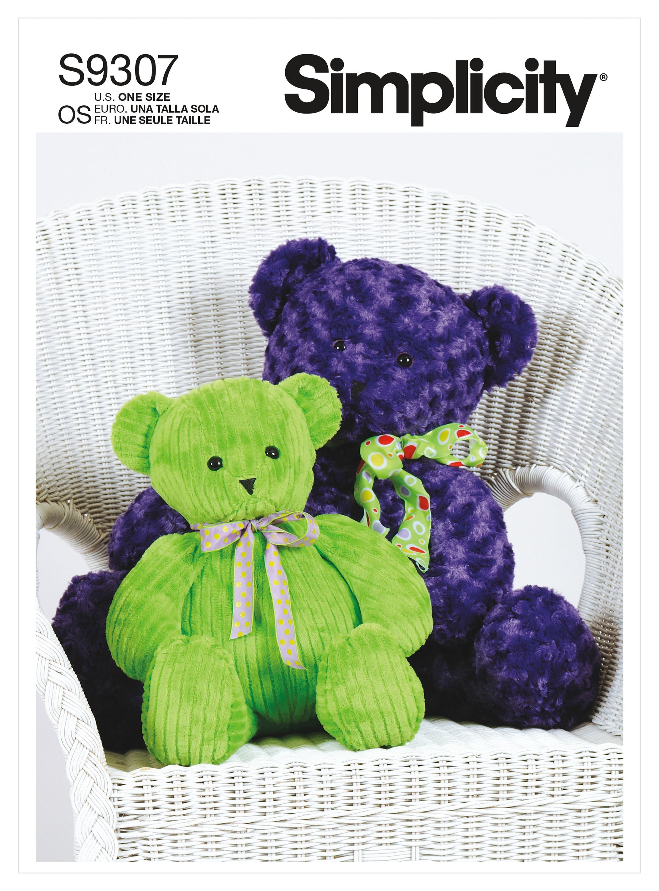 Simplicity Plush Bear Packet, 9307 Sewing Pattern, One Size, White ...