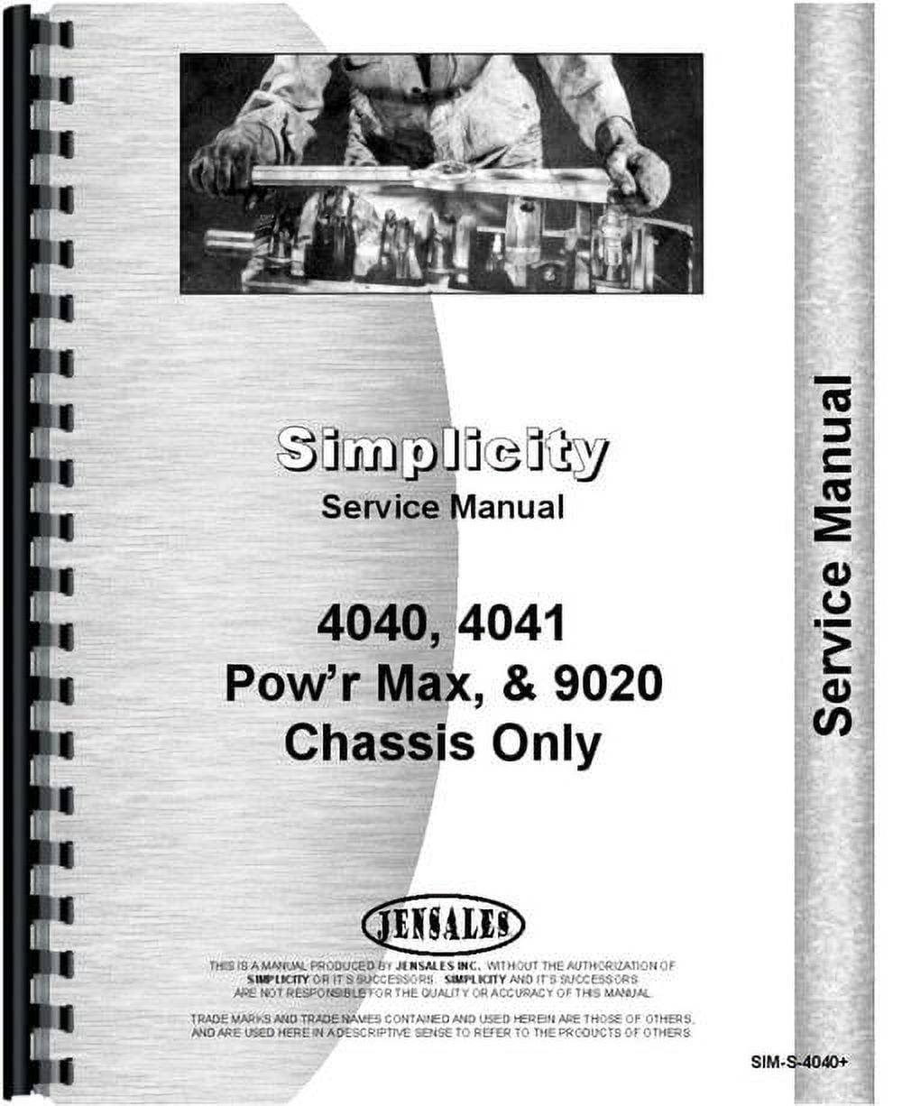 Simplicity Power Max9020 Lawn & Garden Tractor Service Manual - Walmart.com