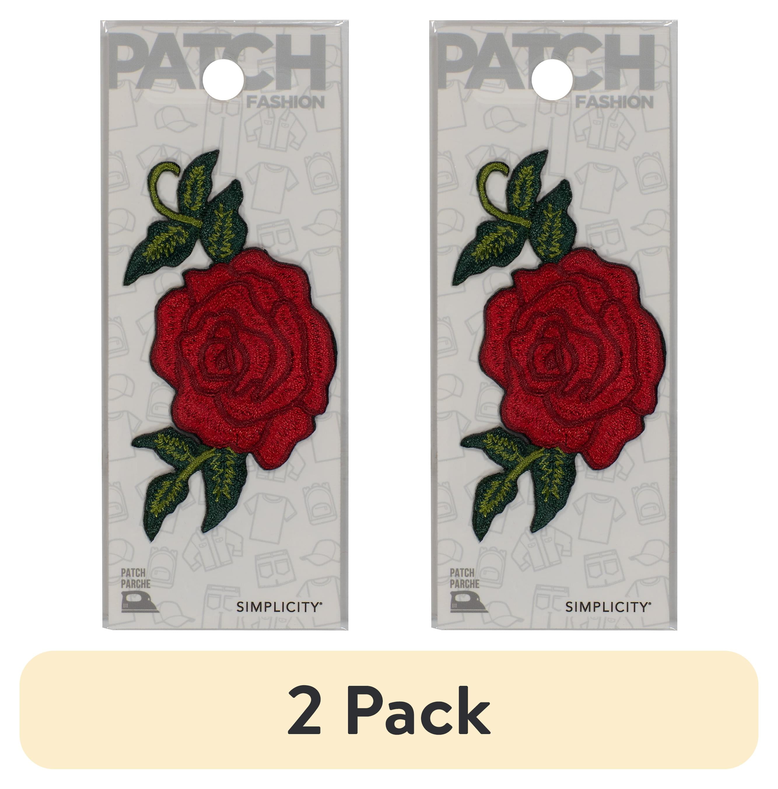 (2 pack) Simplicity Red Polyester Small Red Rose Fashion Iron-on ...