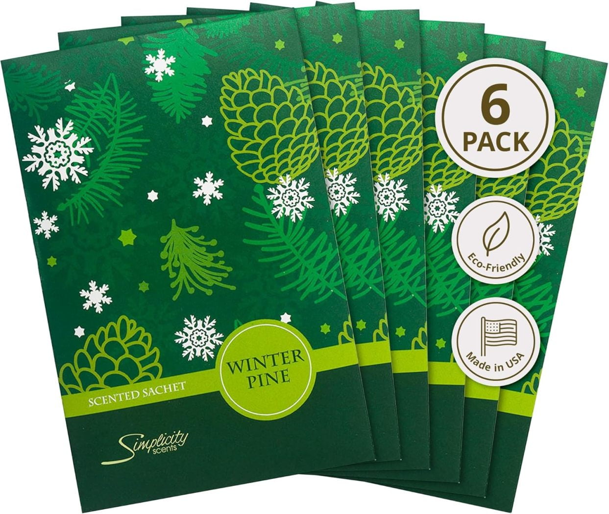 Simplicity Scents Winter Pine Scented Sachets Pack of 6, Fall & Winter ...