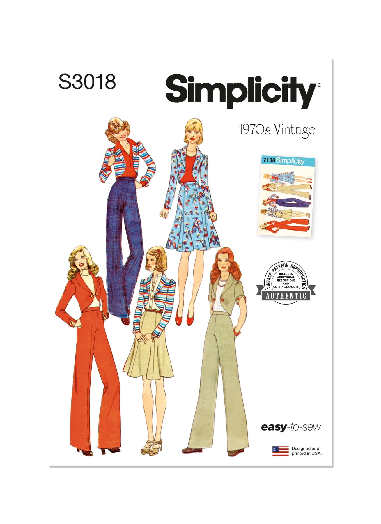 Simplicity Sewing Pattern 3018 - 1970s Misses' Pants, Skirt and Jacket ...