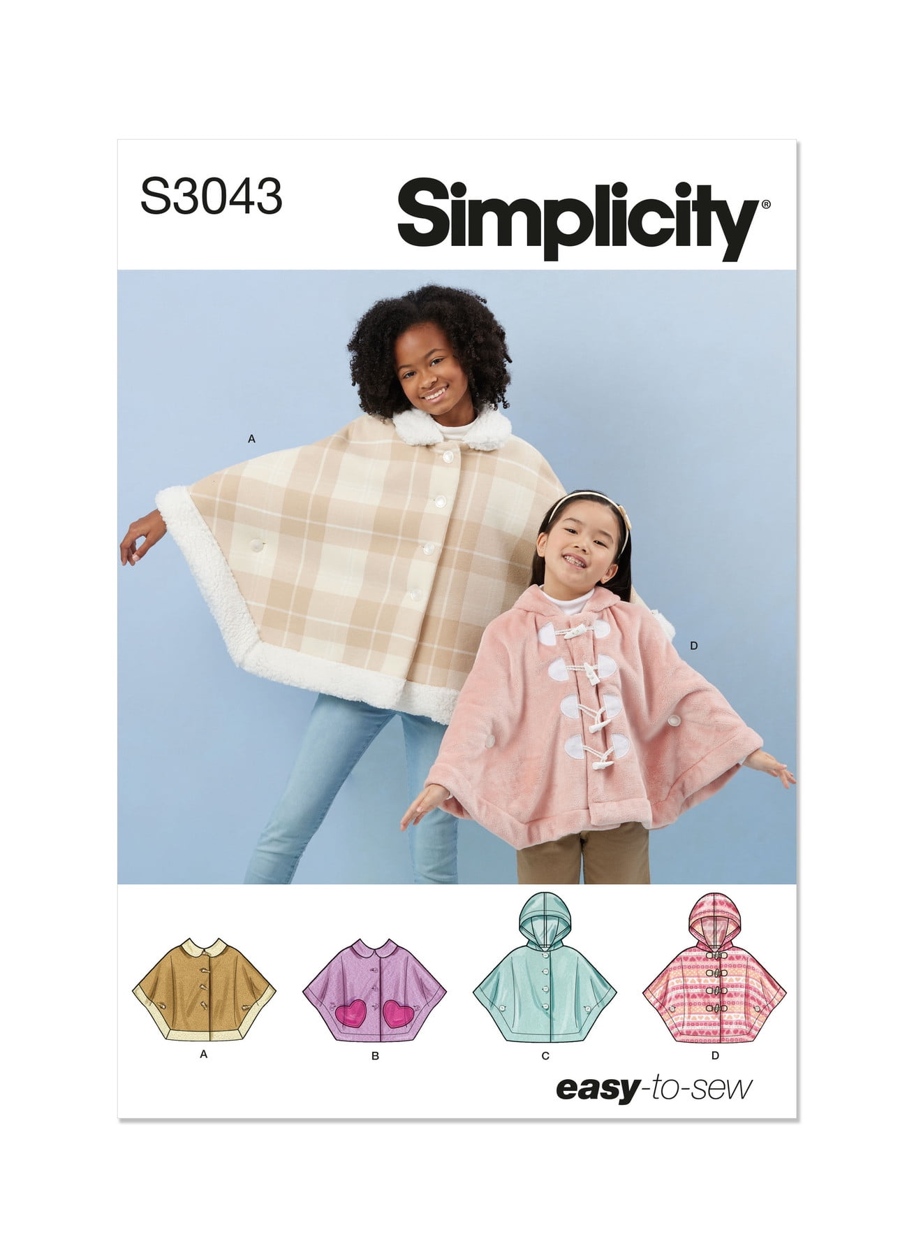 Simplicity Sewing Pattern 3043 - Children's and Girls' Ponchos, Size ...