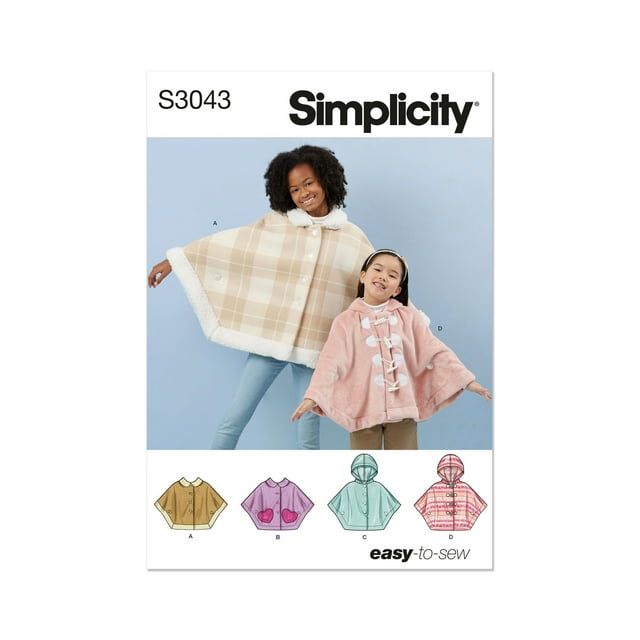Simplicity Sewing Pattern 3043 - Children's and Girls' Ponchos, Size ...