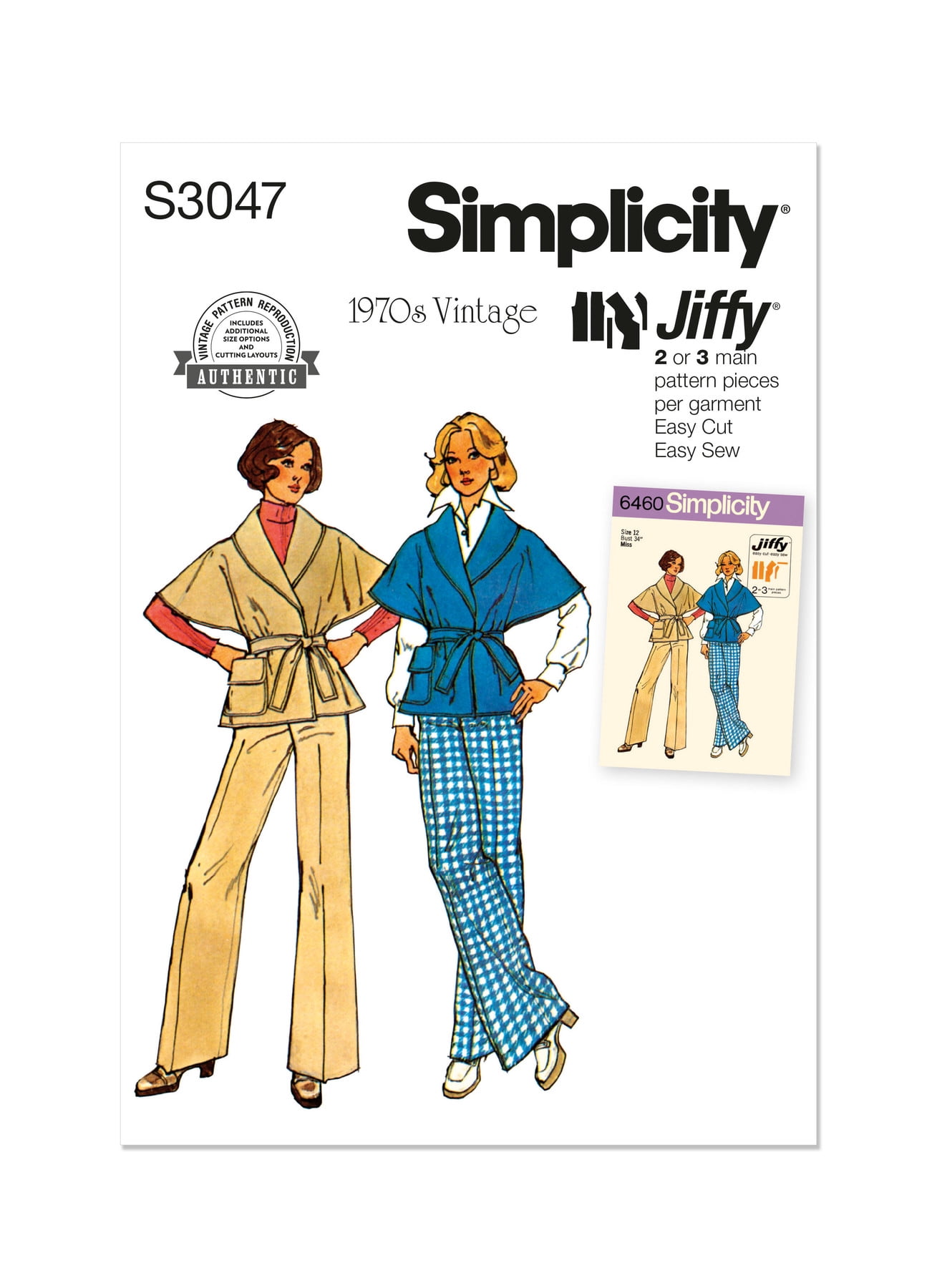 Simplicity Sewing Pattern 3047 - 1970s Misses' Pants and Jacket, Size ...