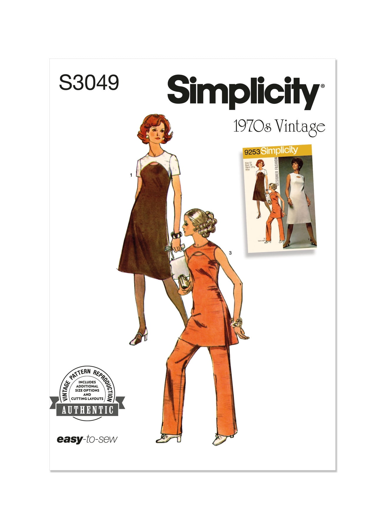 Simplicity Sewing Pattern 3049 - 1970s Misses' Dress, Tunic and Pants ...