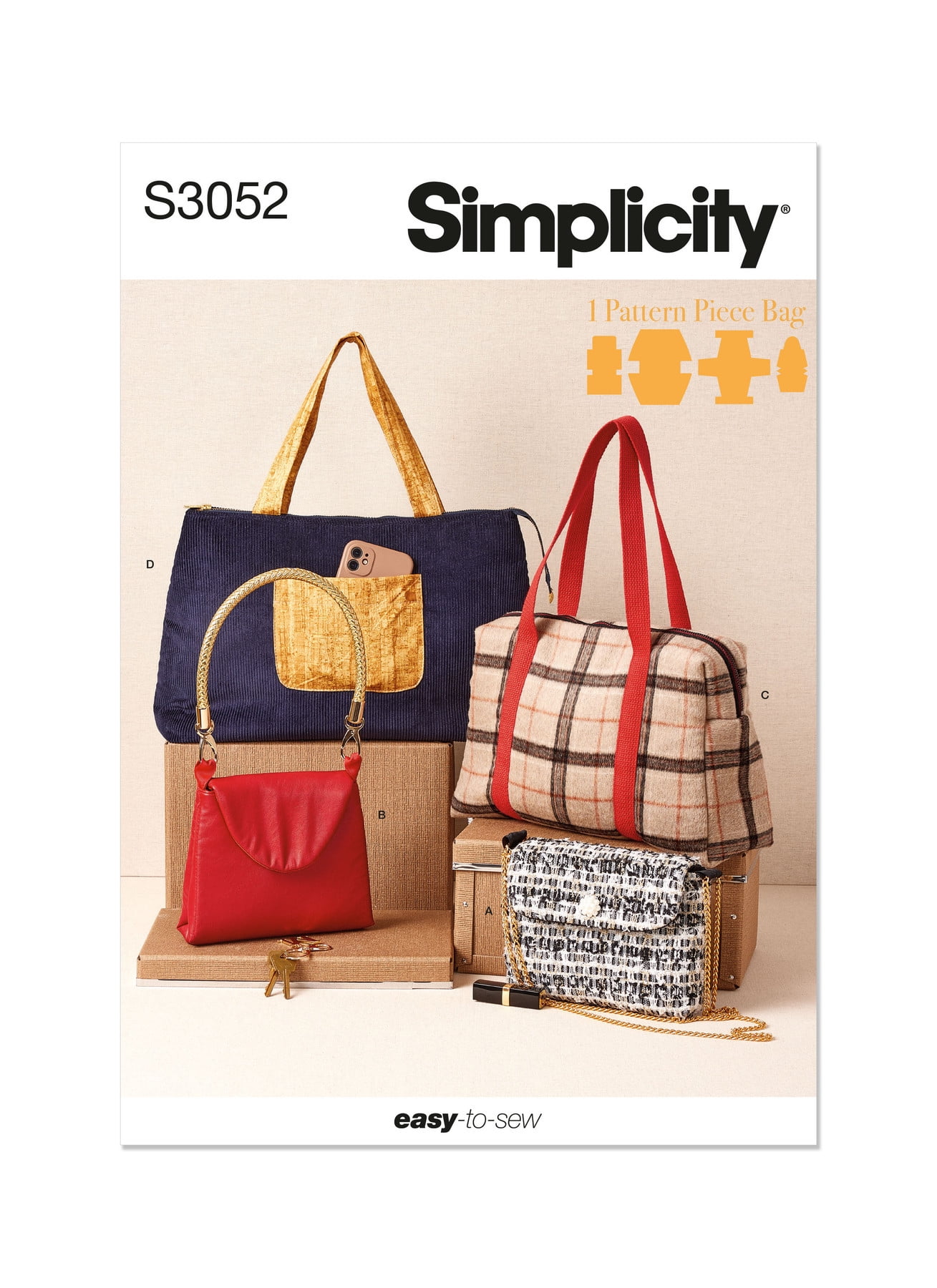 Simplicity Sewing Pattern 3052 - Bags, Size: OS (One Size) - Walmart.com
