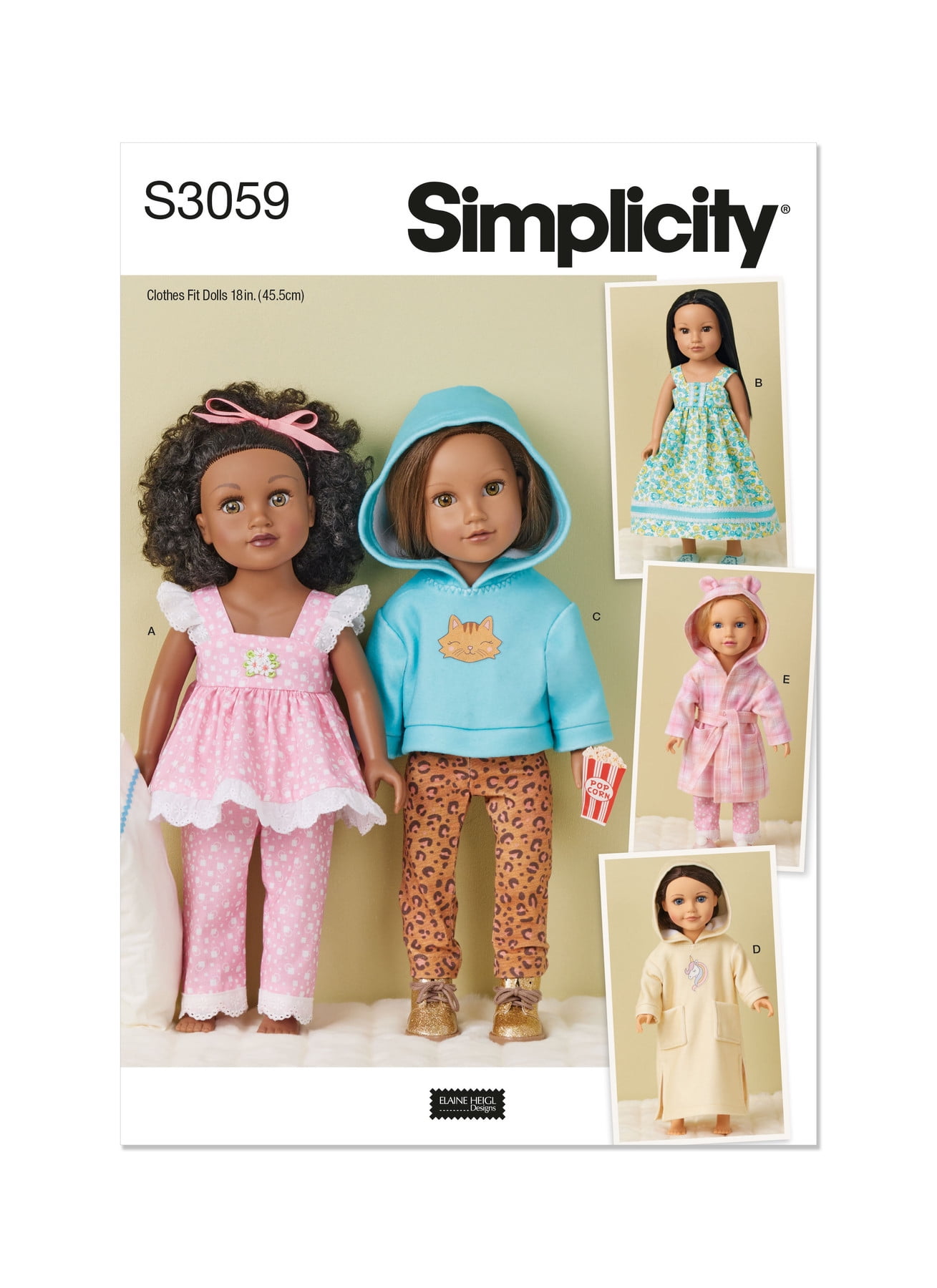 Simplicity Sewing Pattern 3059 - 18" Doll Clothes by Elaine Heigl ...