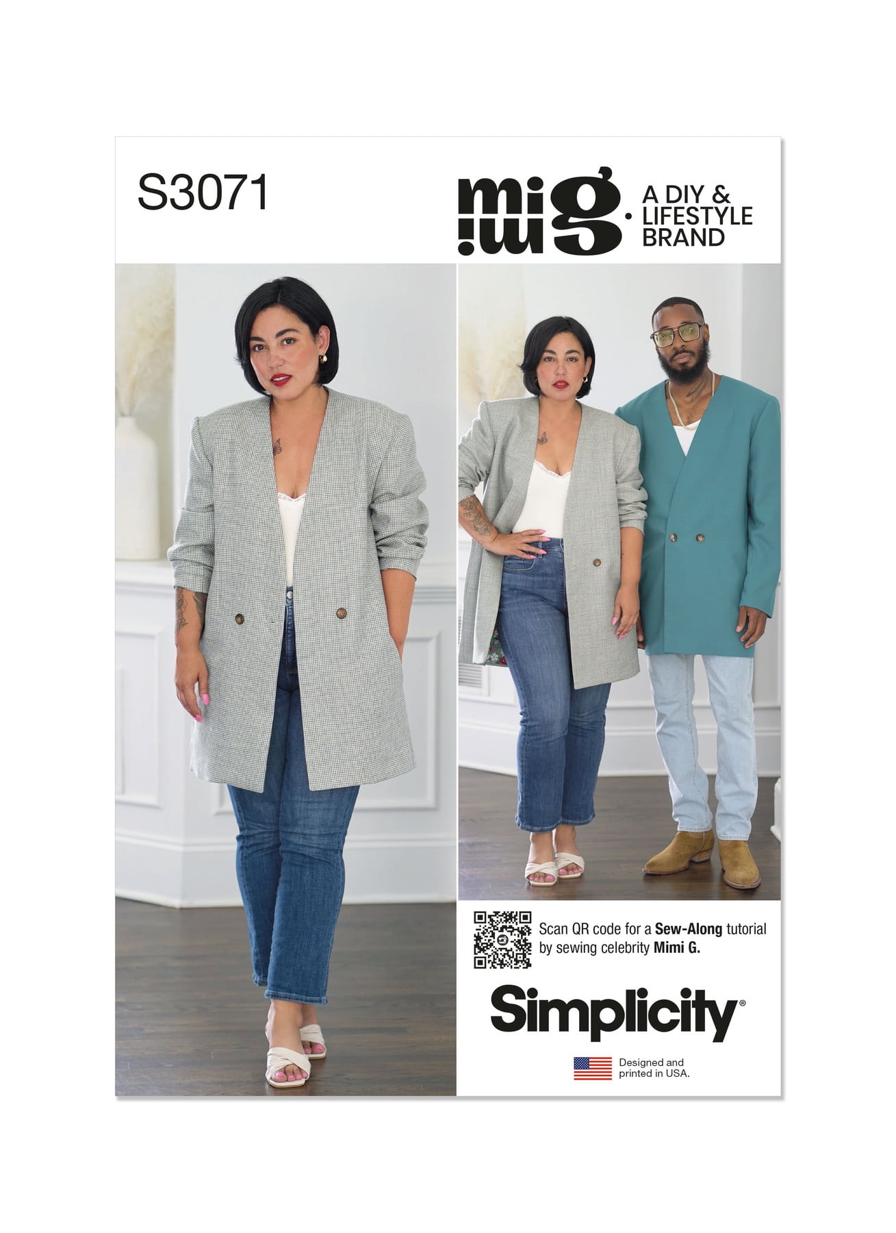 Simplicity Sewing Pattern 3071 - Unisex Blazer by Mimi G Style, Size: A ...