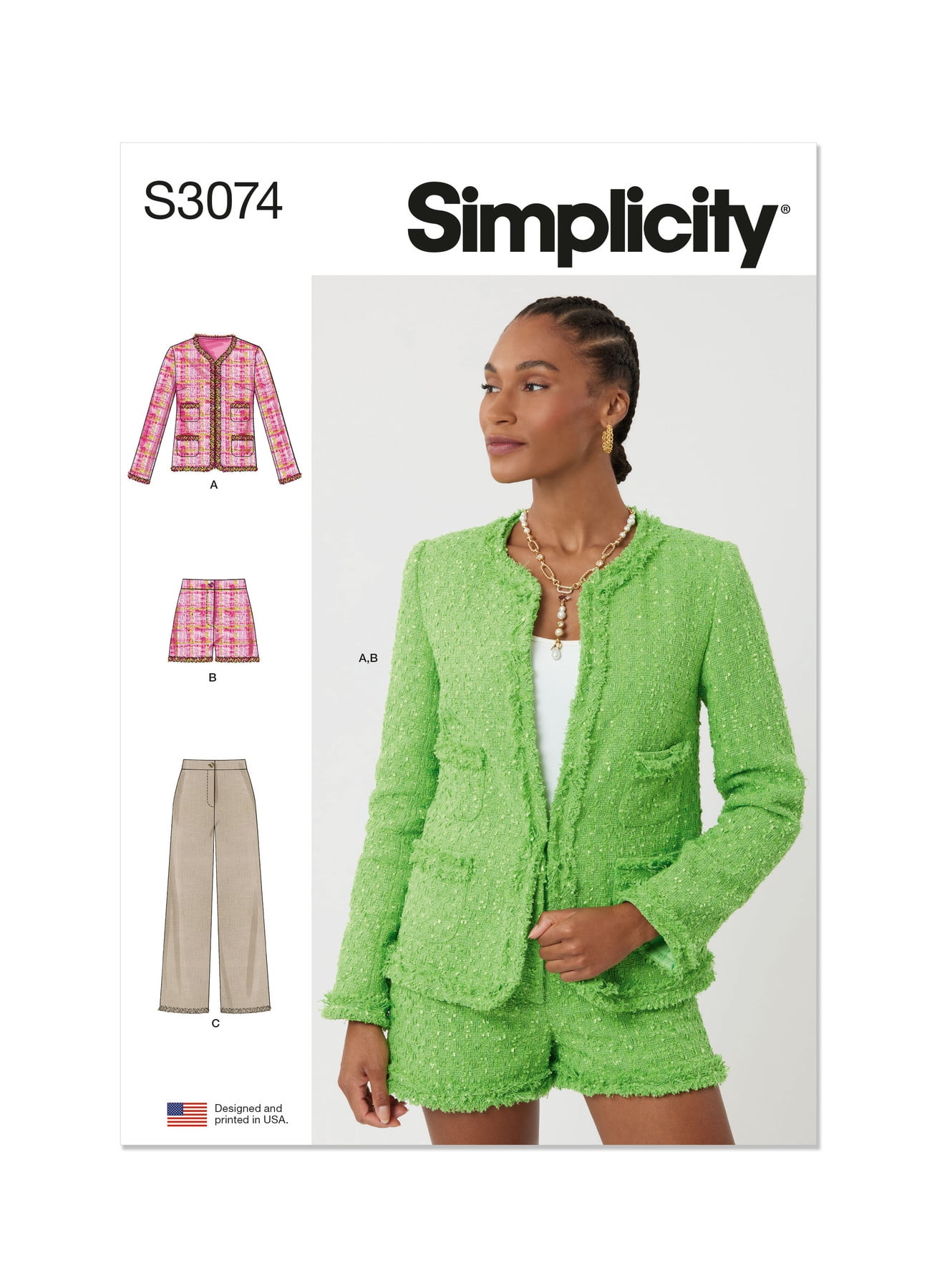 Simplicity Sewing Pattern 3074 - Misses' and Miss Petite Jacket, Shorts ...