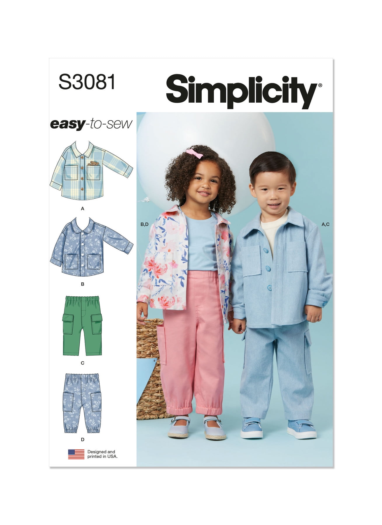 Simplicity Sewing Pattern 3081 - Toddlers' Jackets and Pants, Size: A ...