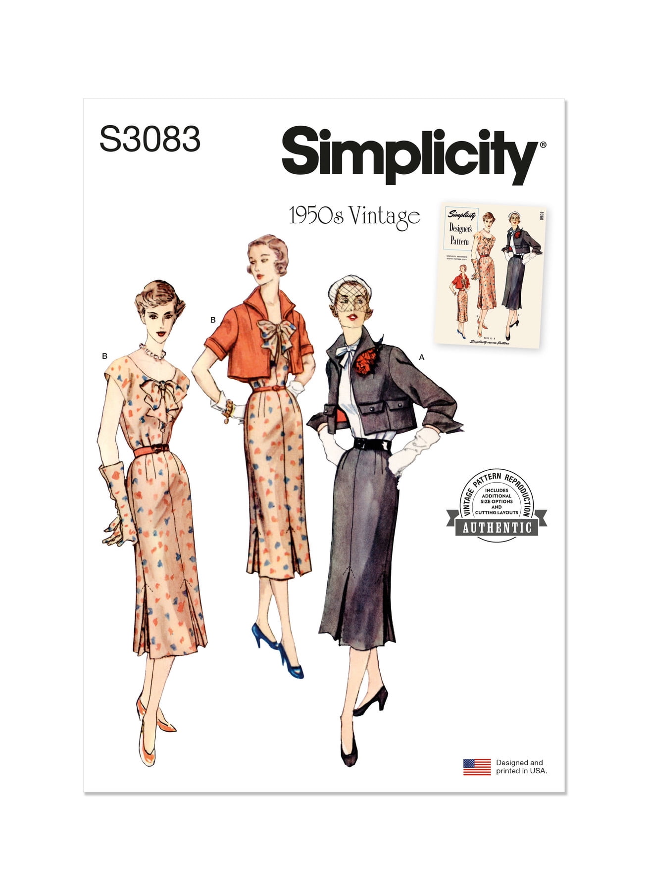 Simplicity Sewing Pattern 3083 - 1950s Misses' Dress and Jacket, Size ...
