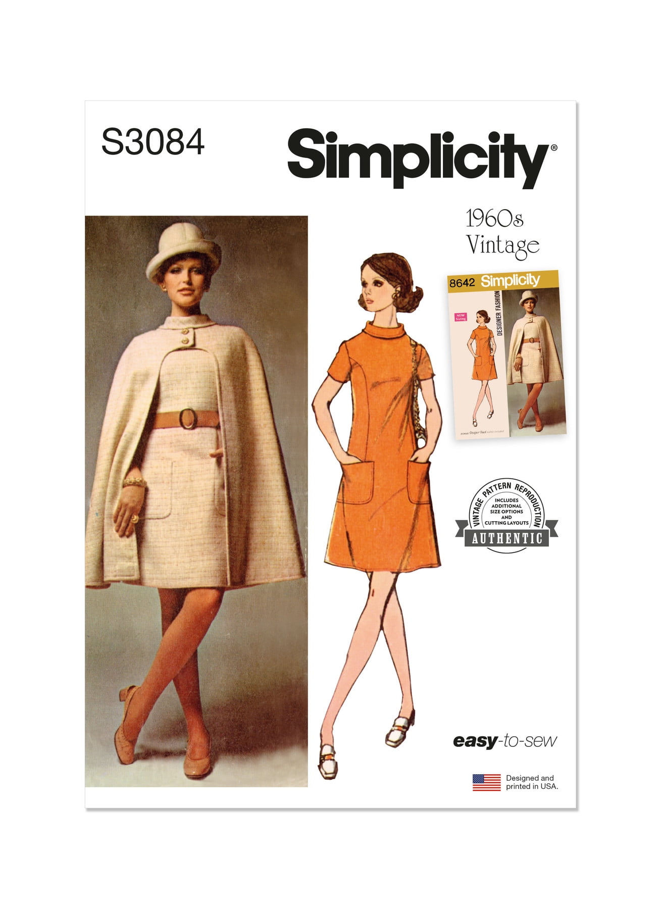 Simplicity Sewing Pattern 3084 - 1960s Misses' Cape and Dress, Size: R5 ...