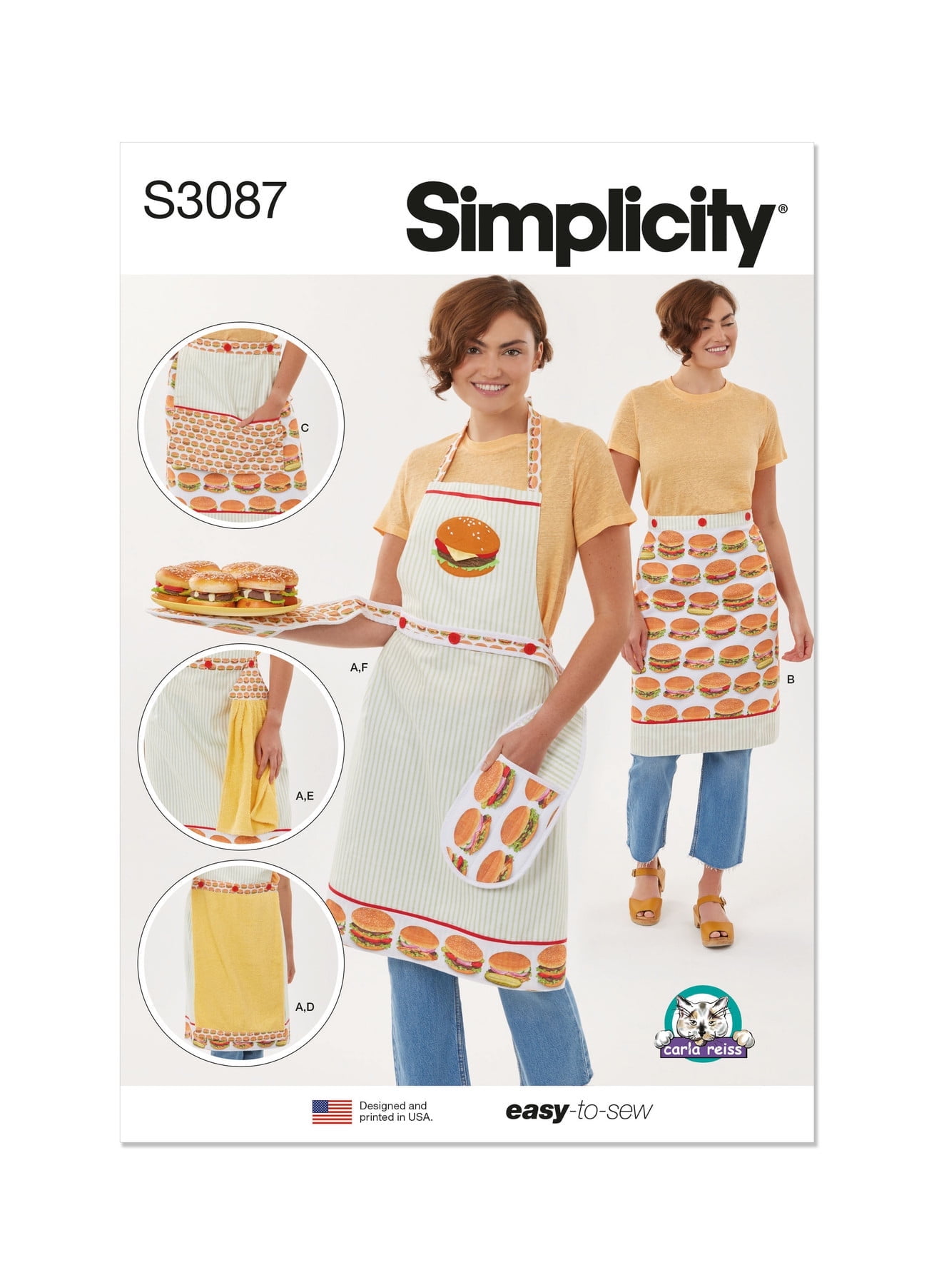 Simplicity Sewing Pattern 3087 - Aprons in Sizes S-M-L and Kitchen ...