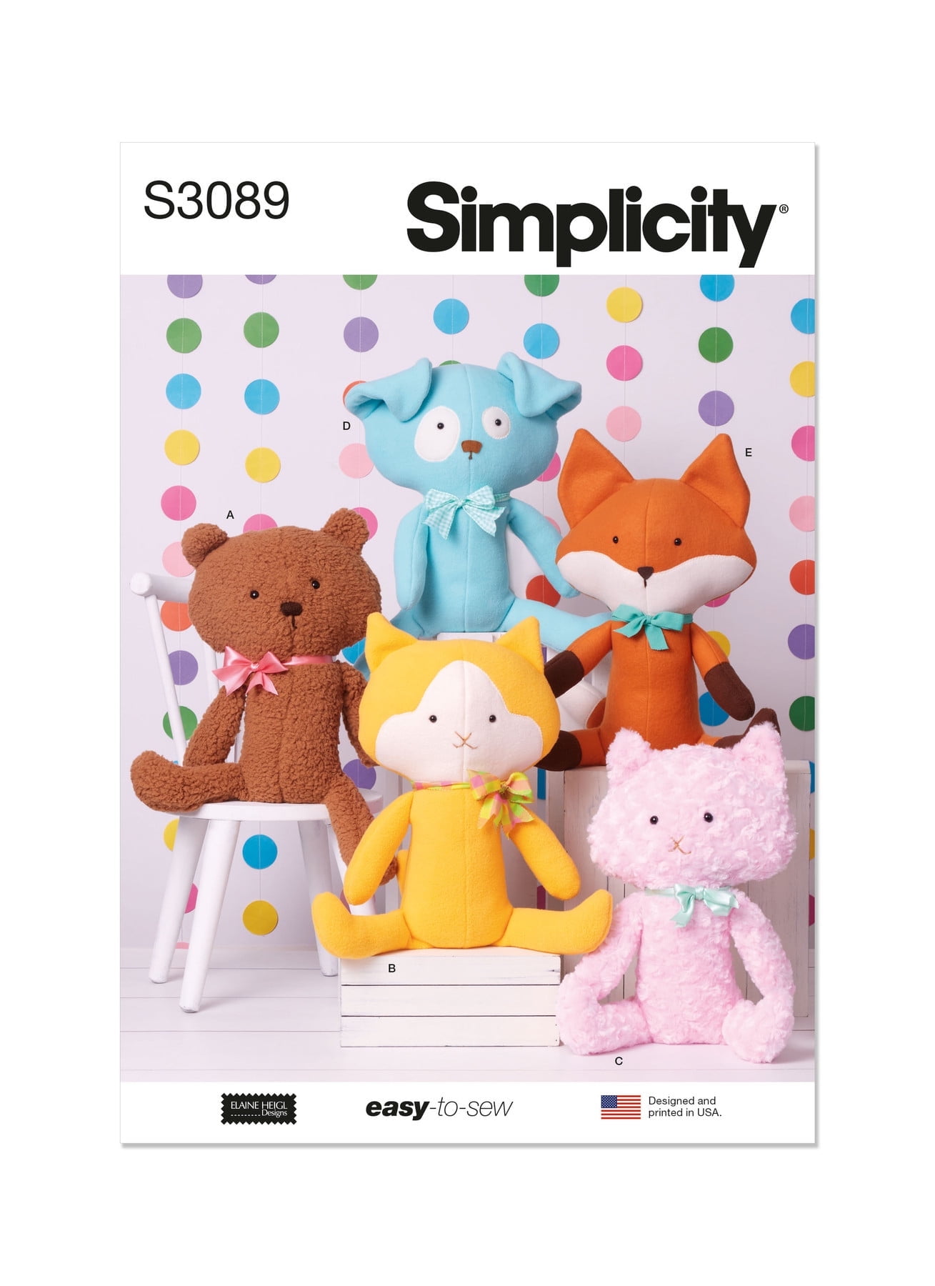 Simplicity Sewing Pattern 3089 - Plush Pets by Elaine Heigl Designs ...