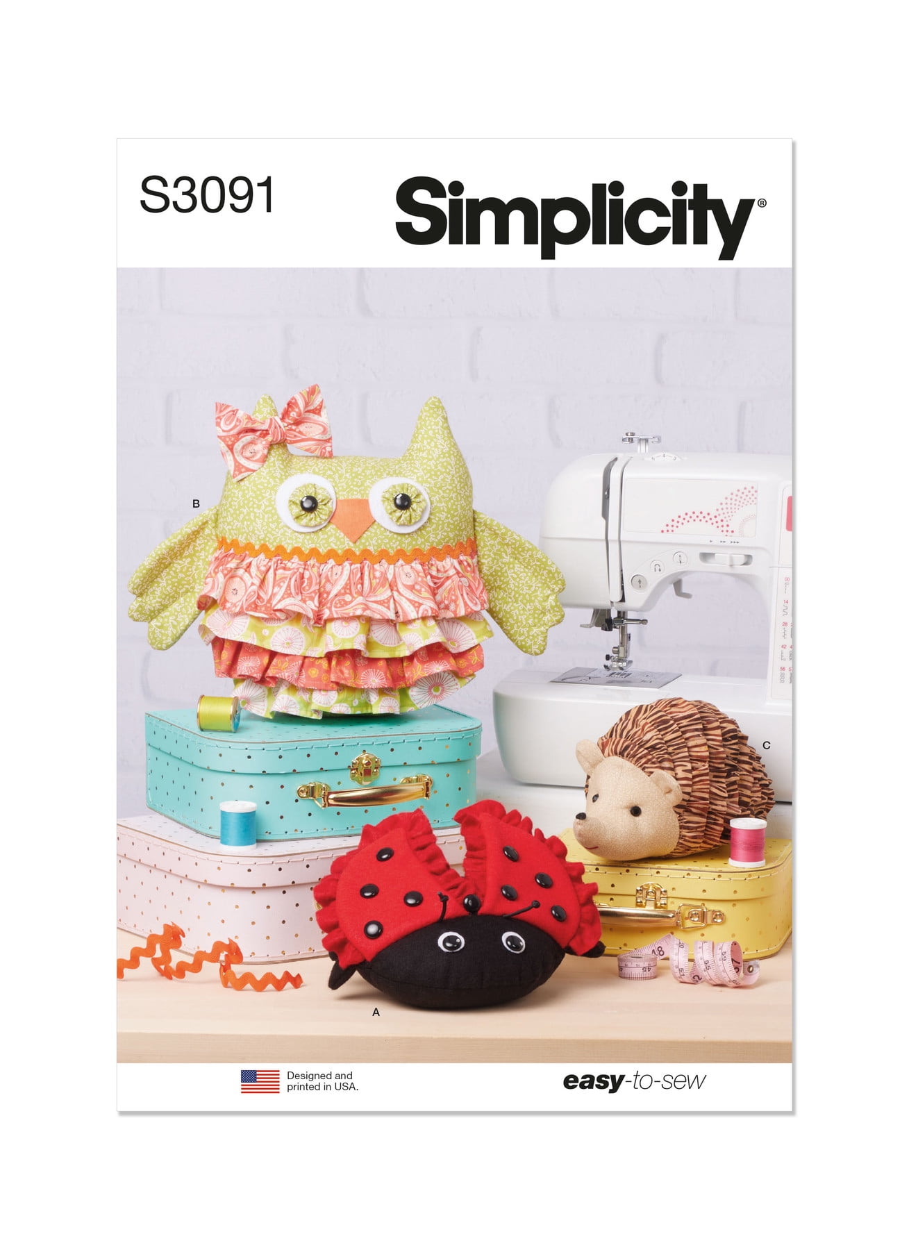 Simplicity Sewing Pattern 3091 - Plush Animals, Size: OS (One Size ...