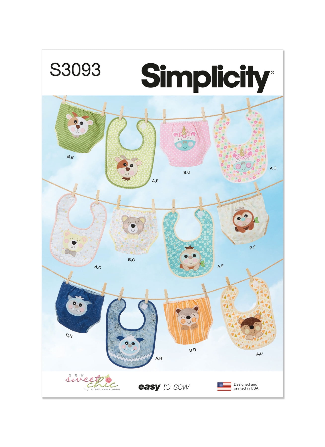 Simplicity Sewing Pattern 3093 - Babies' Bibs and Diaper Cover by Sew ...