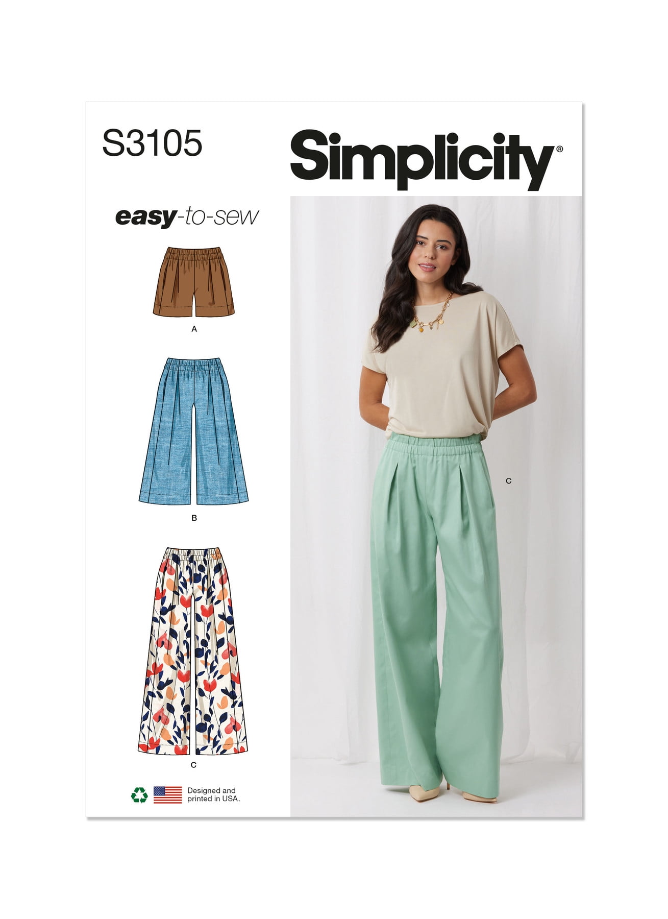 Simplicity Sewing Pattern 3105 - Misses' Shorts and Pants, Size: A (XS ...