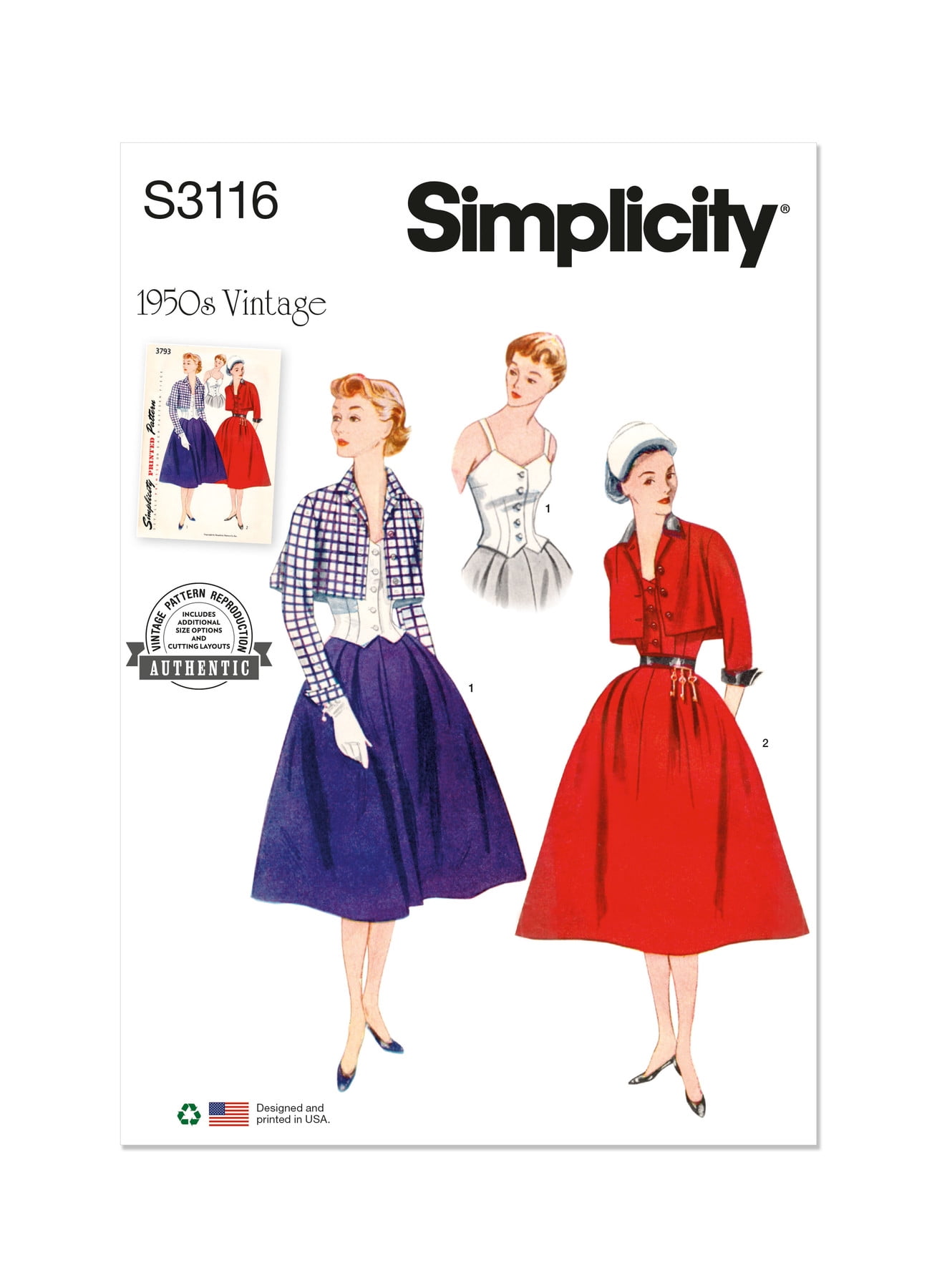 Simplicity Sewing Pattern 3116 - 1950s Misses' Bolero Suit and Bodice ...