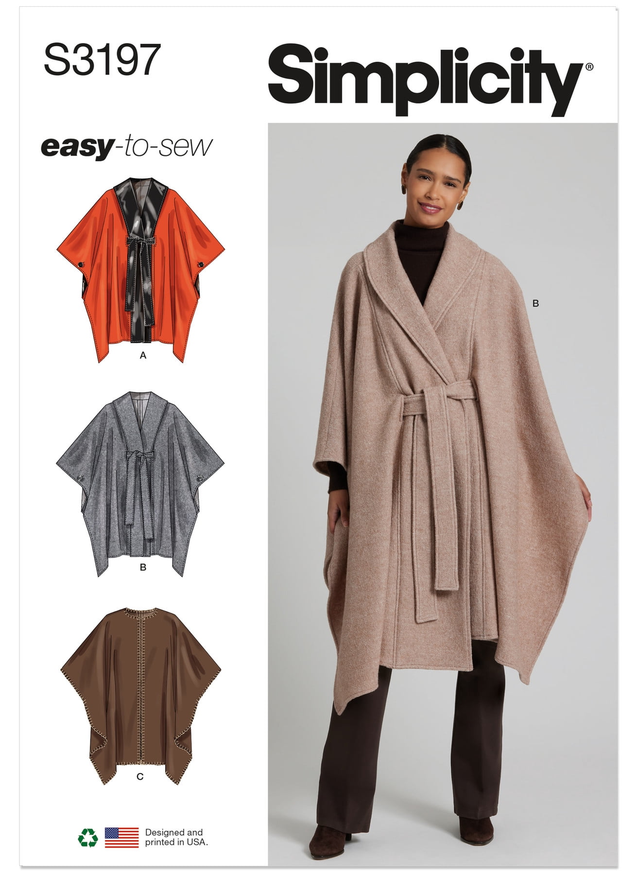 Simplicity Paper Sewing Pattern 3197 - Capes for Women - Walmart.com