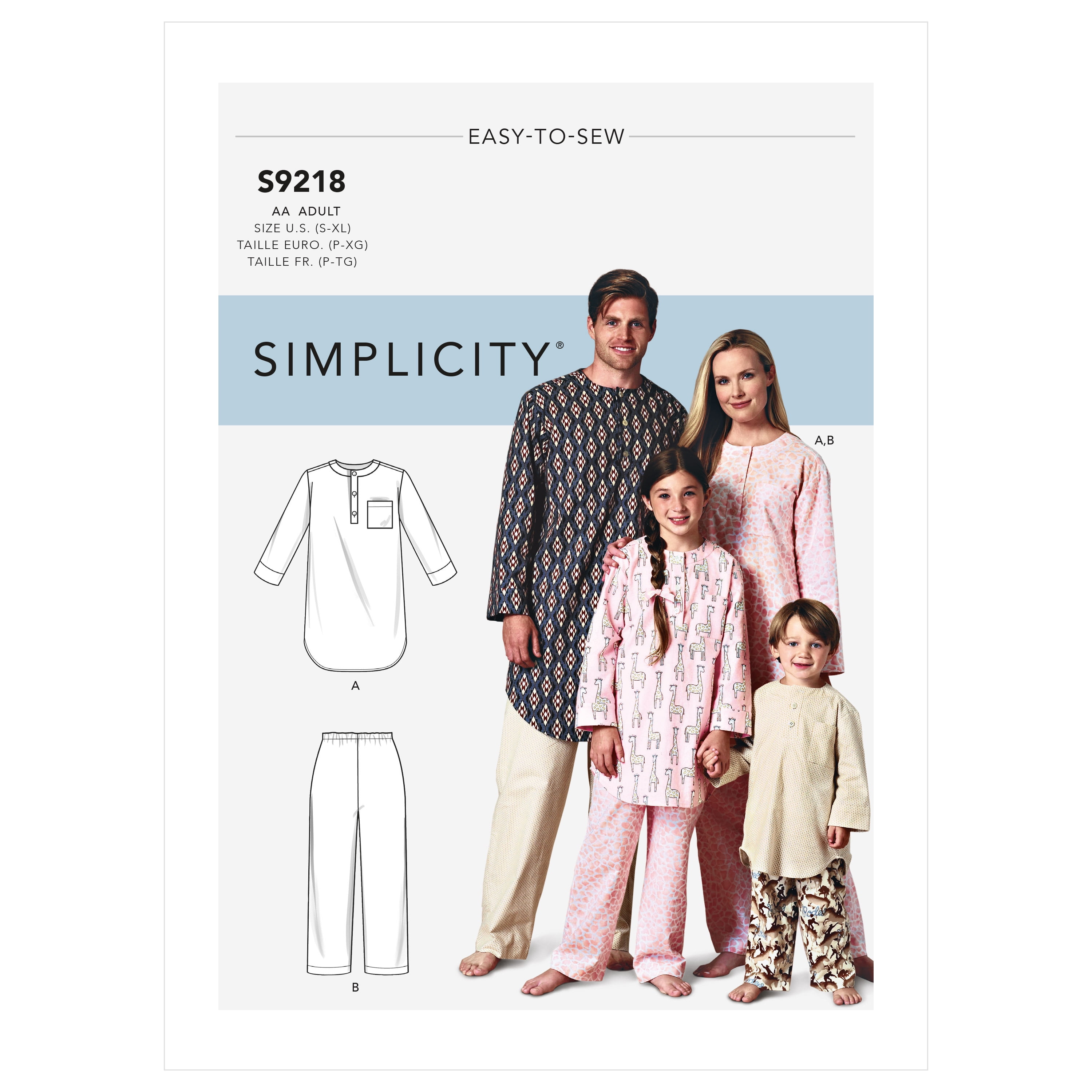 Simplicity Sewing Pattern 9218 Pyjamas - Walmart.com