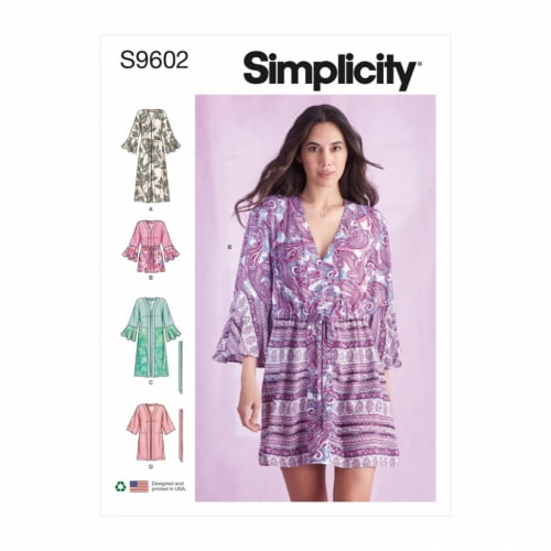 Simplicity Sewing Pattern 9602 Dresses, Jackets, Robes H5 (6-8-10-12-14 ...