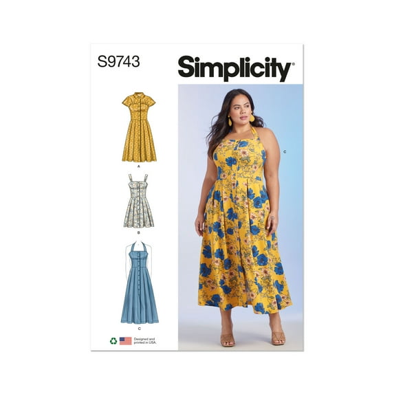 Simplicity Sewing Pattern 9743 -Women's Dresses, Size: W2 (20W-22W-24W ...