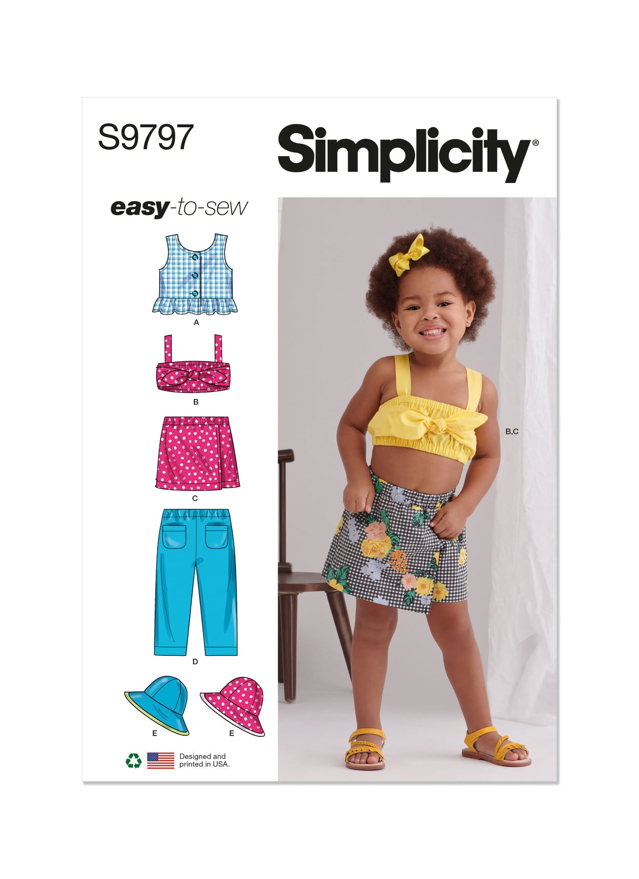 Simplicity Sewing Pattern 9797 - Toddlers' Tops, Skort, Pants and Hat ...