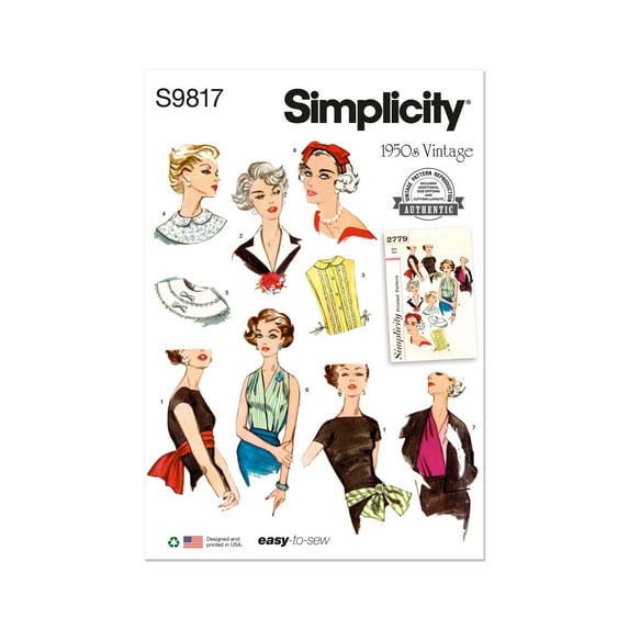 Simplicity Sewing Pattern 9817 - Misses' Neckwear, Headband, Dickey and ...