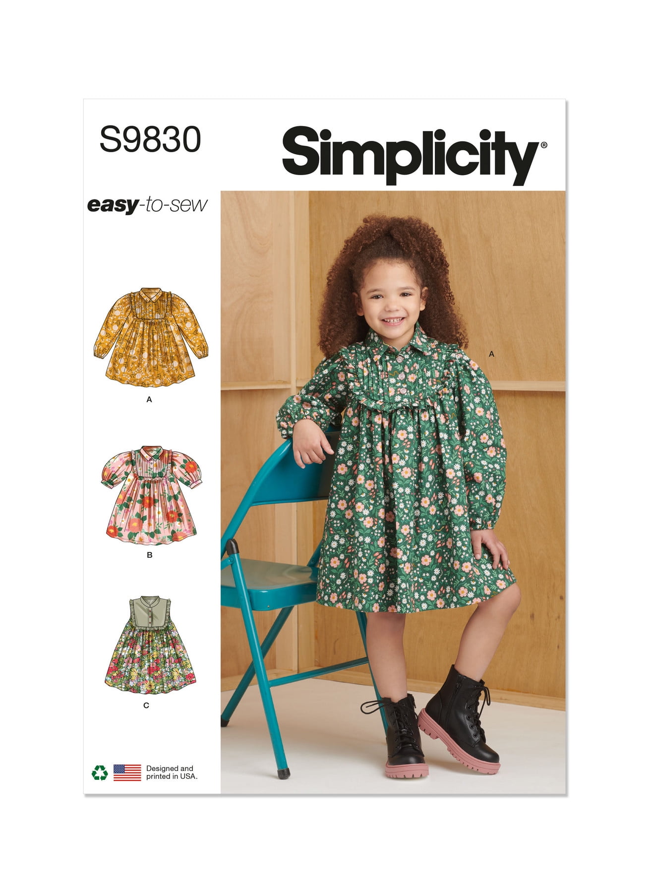 Simplicity Sewing Pattern 9830 - Children's Dresses, Size: A (3-4-5-6-7 ...