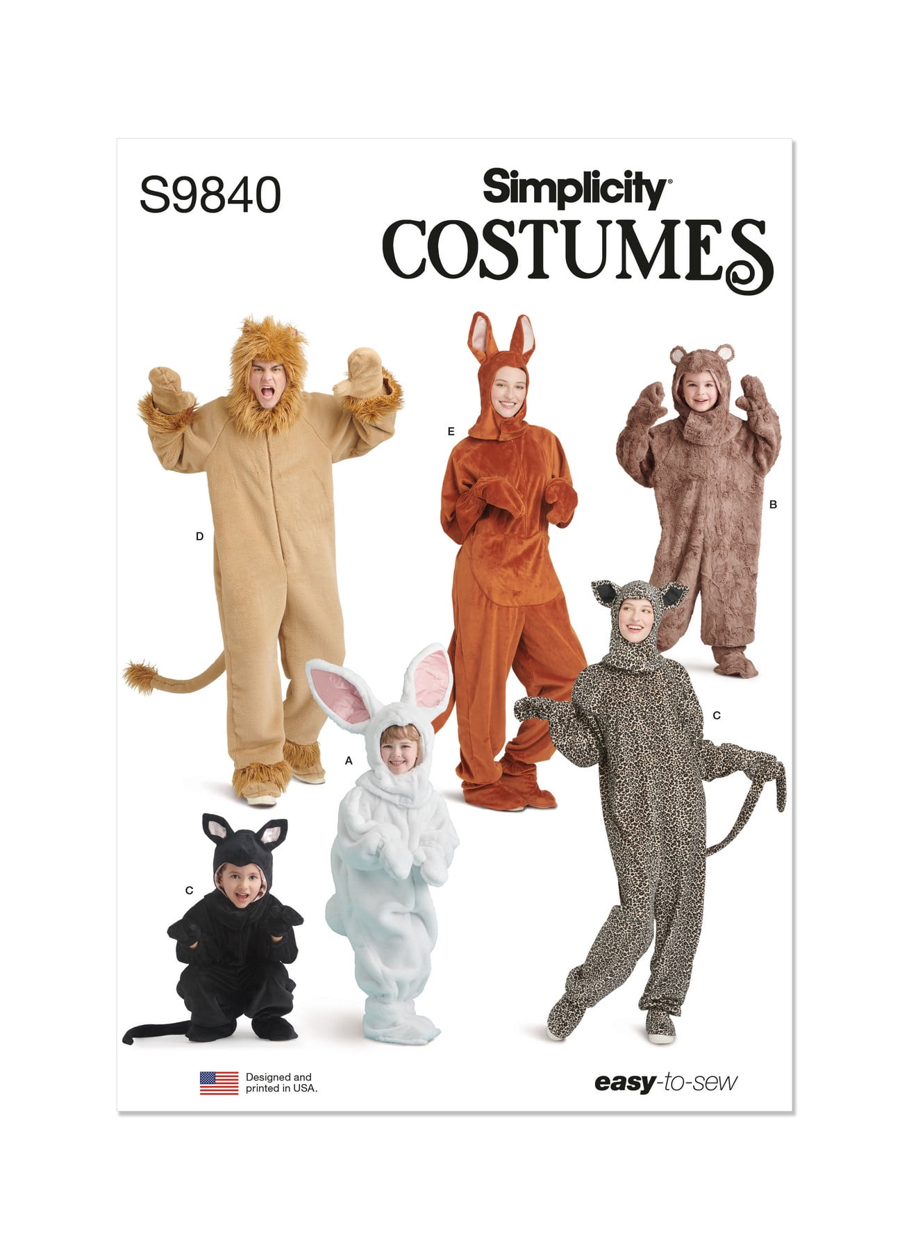 Simplicity Sewing Pattern 9840 - Children's and Adult's Animal Costumes ...
