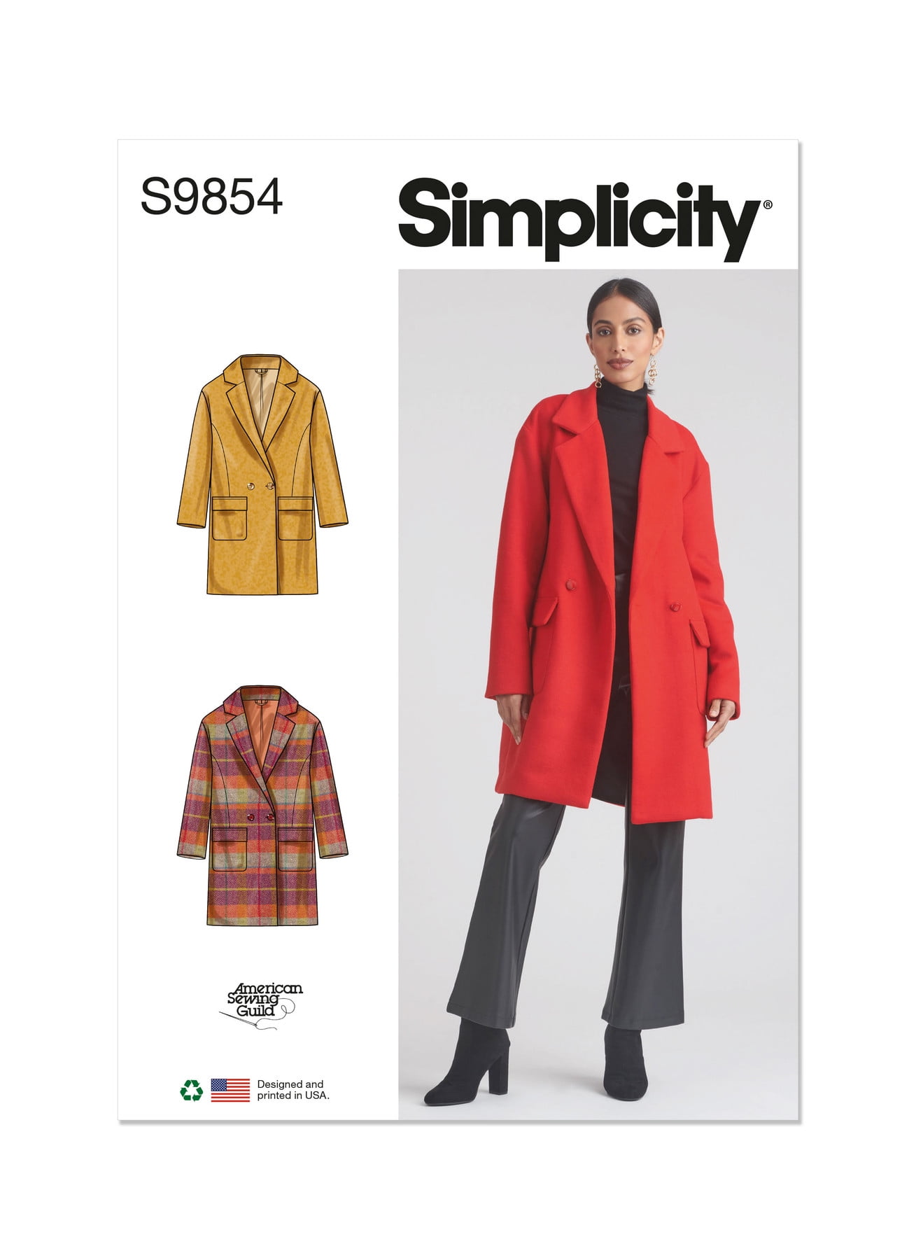 Simplicity Sewing Pattern 9854 - Misses' Lined Coat for American Sewing ...