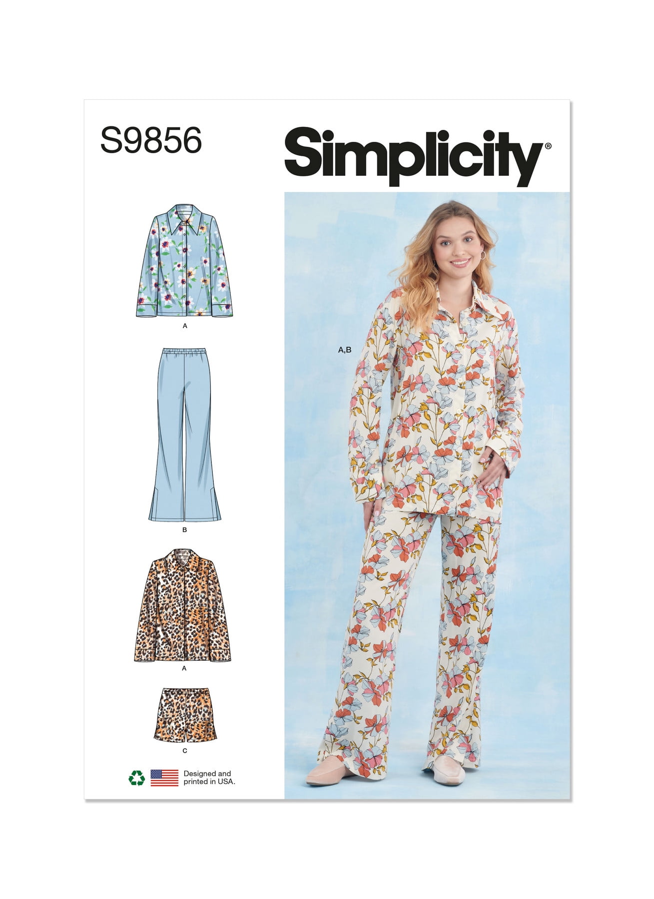 Simpli City Sewing Pattern 9856, Misses' Sleepwear Sizes XS-XXL, Top ...