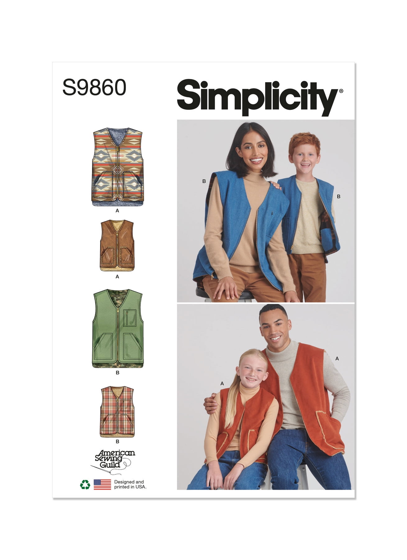 Simplicity Sewing Pattern 9860 - Children's, Teens' and Adults' Lined ...