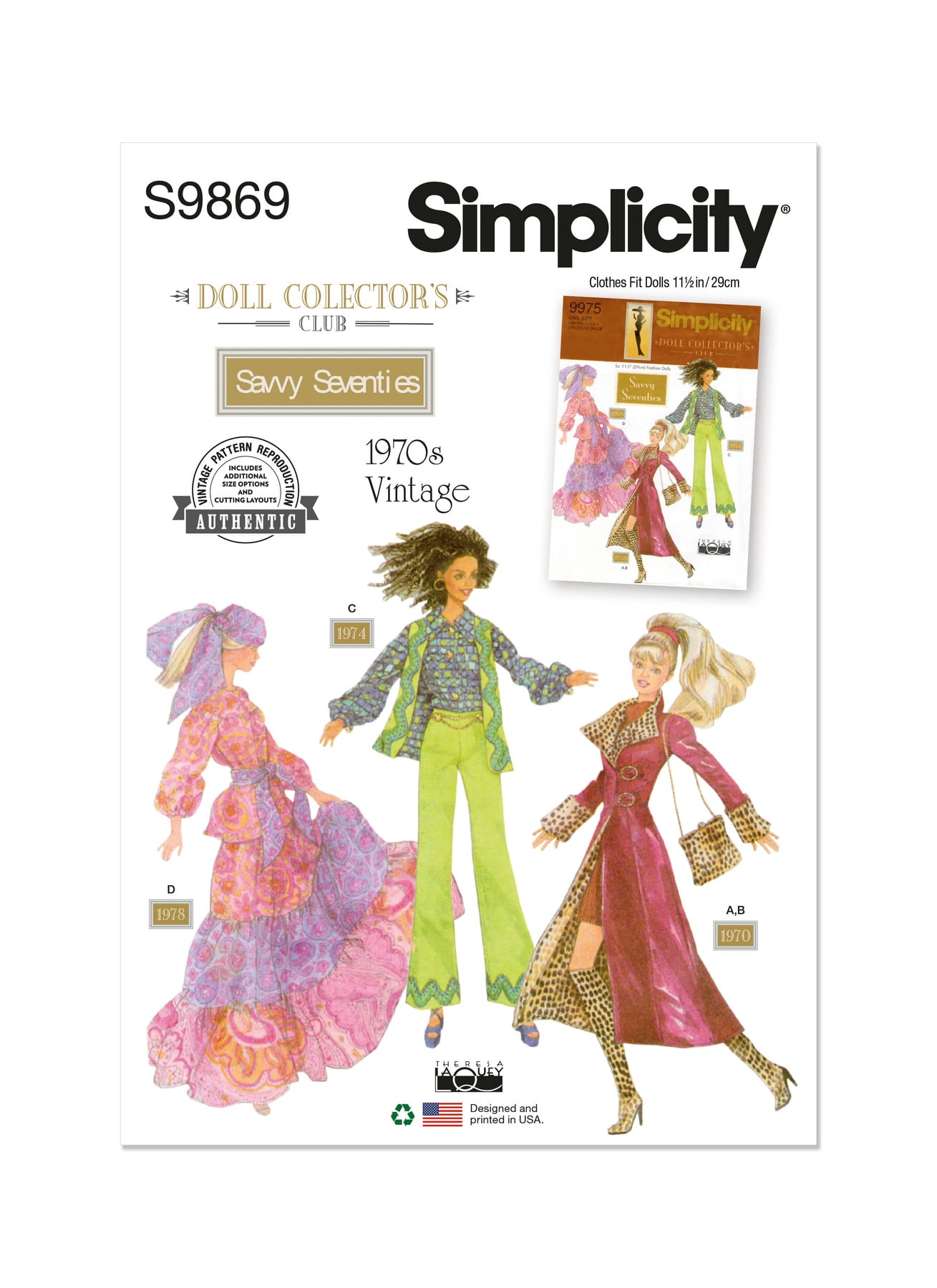 Simplicity Sewing Pattern 9869 - Doll Clothes for 11 1/2" Fashion Doll by Theresa LaQuey, Size ...