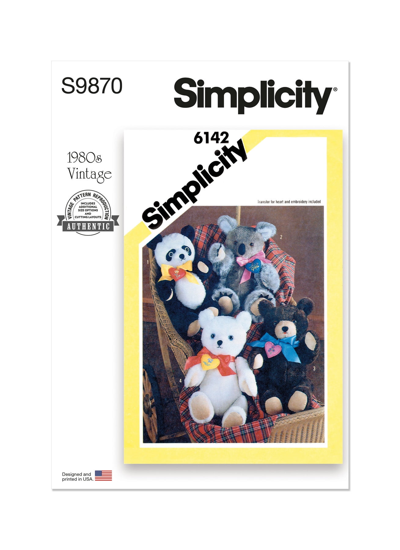Simplicity Sewing Pattern 9870 - Plush Bears, Size: OS (One Size ...
