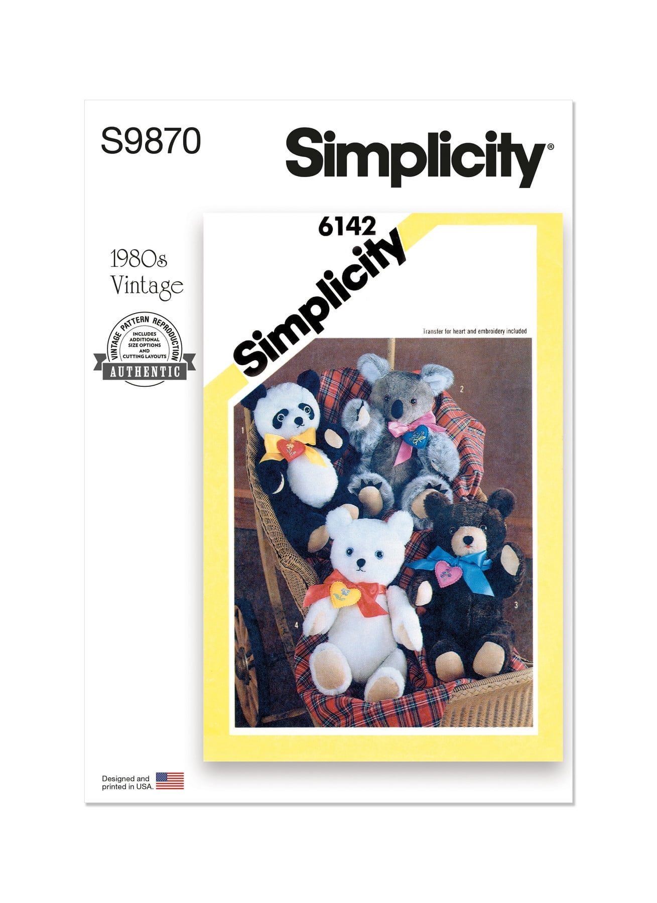 Simplicity Sewing Pattern 9870 - Plush Bears, Size: OS (One Size ...
