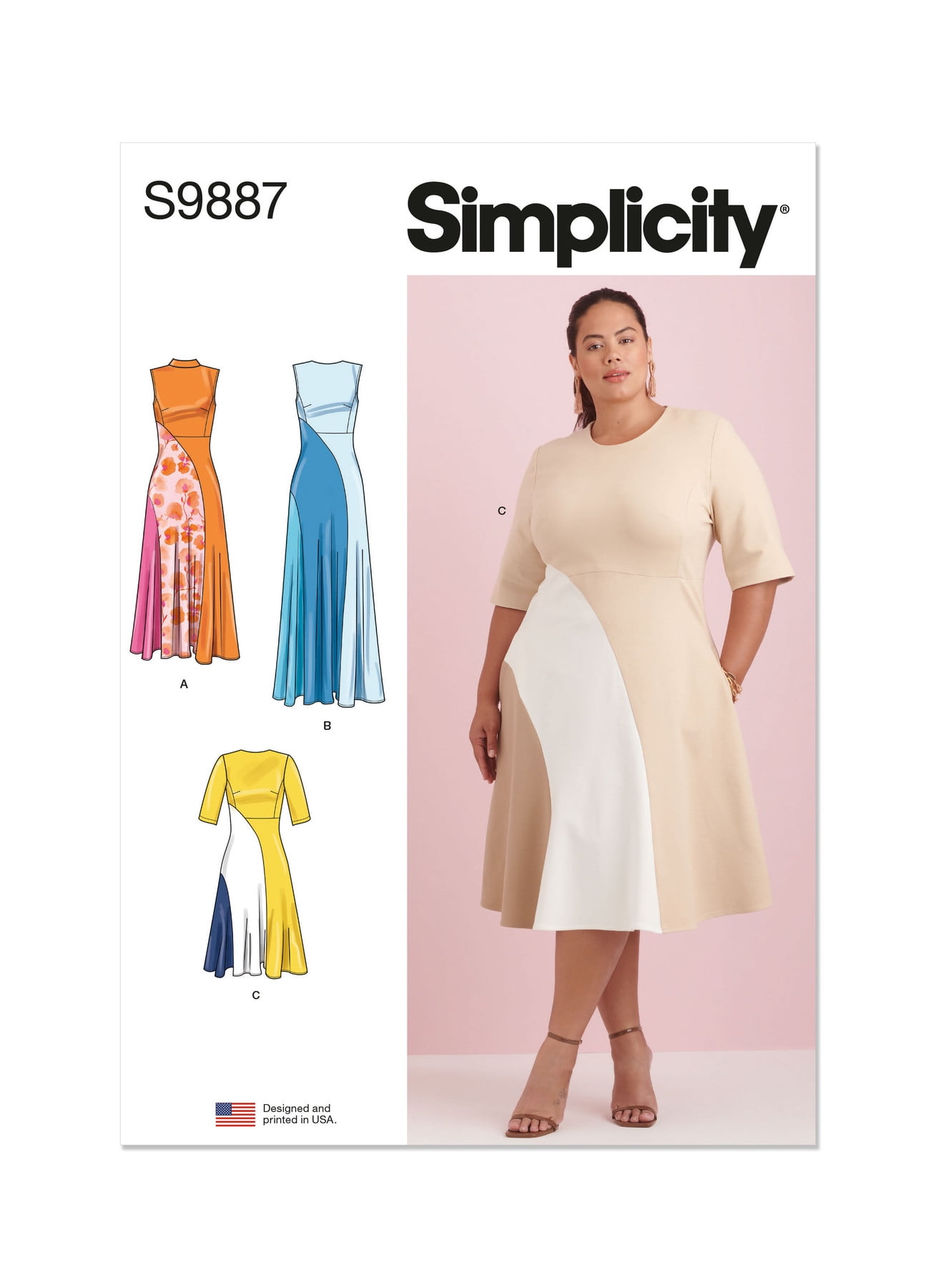 Simplicity Sewing Pattern 9887 - Women's Dress with Length Variations, Size: W3 (30W-32W-34W-36W ...