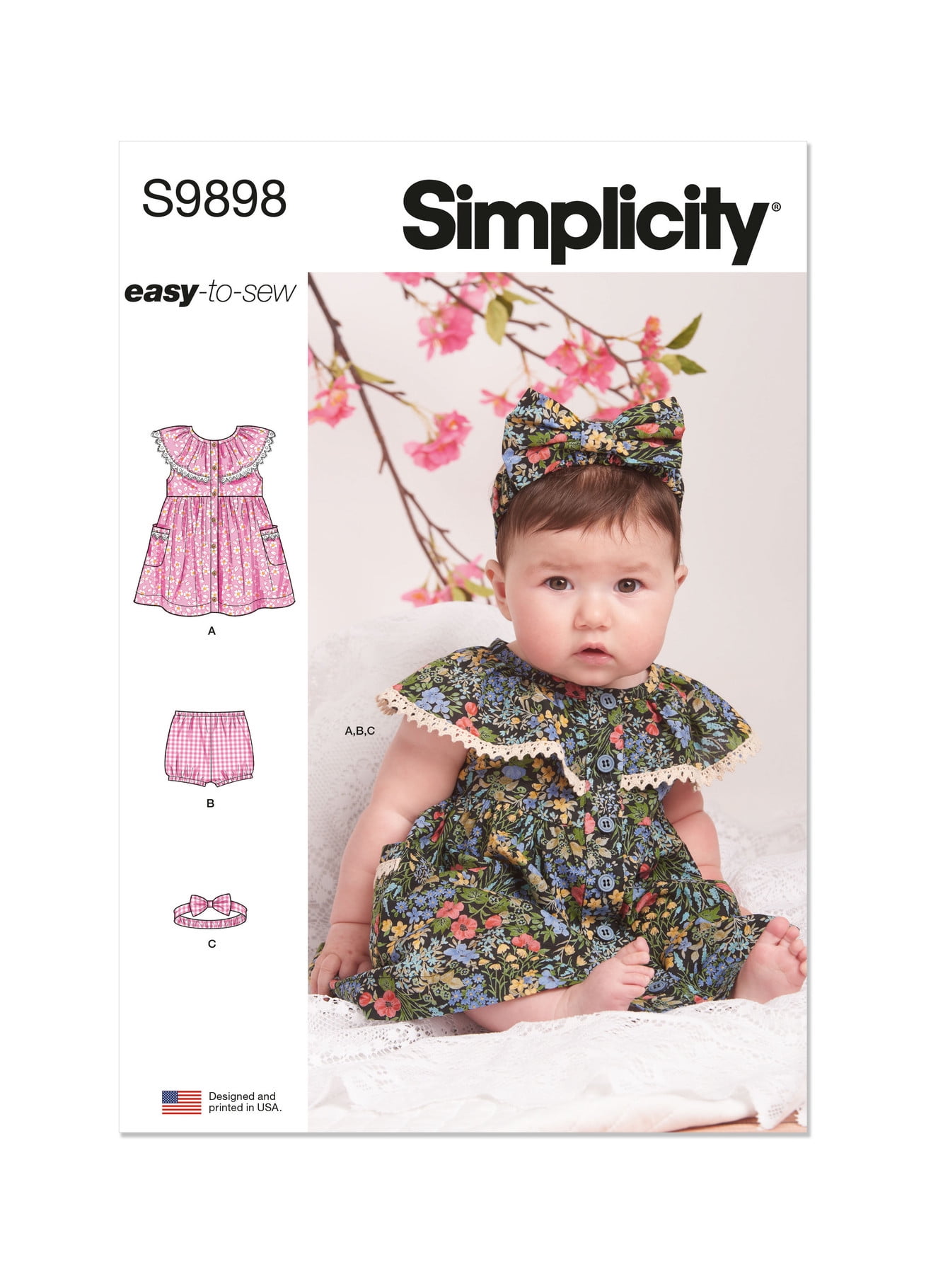 Simplicity Sewing Pattern 9898 - Babies' Dress, Panty and Headband ...