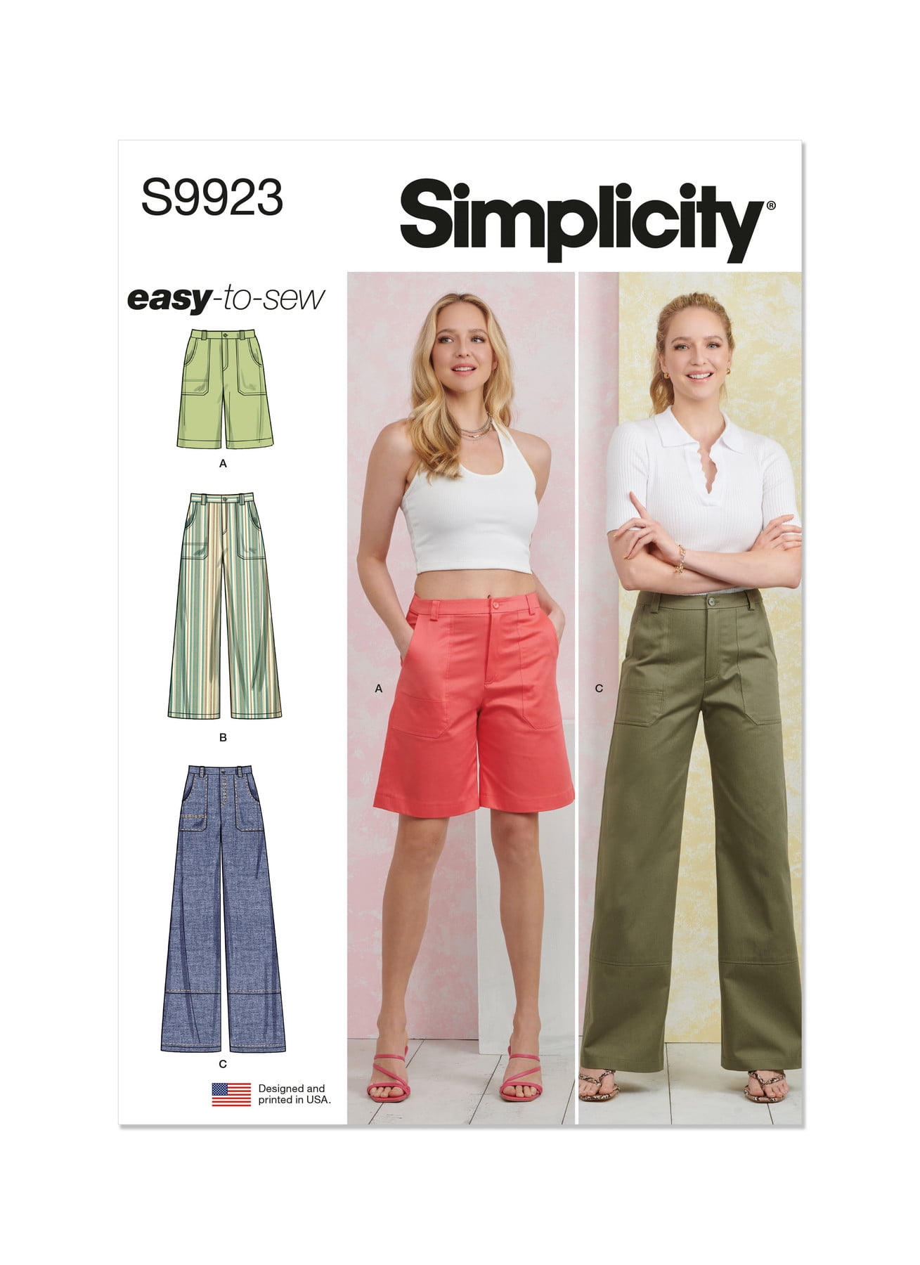 Simplicity Sewing Pattern 9923 - Misses' Pants in Two Lengths and ...