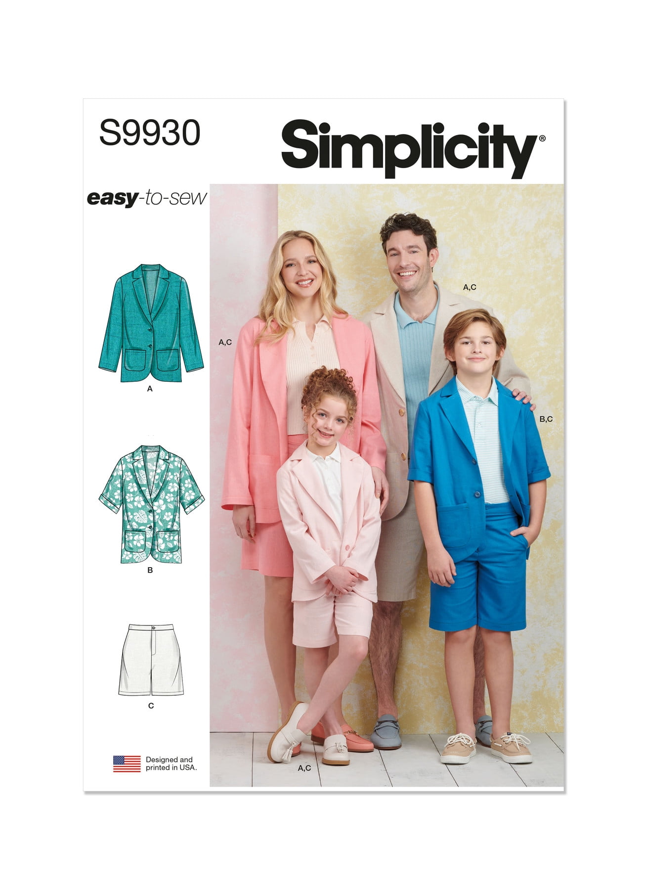 Simplicity Sewing Pattern 9930 - Children's, Teens' and Adults' Blazers ...