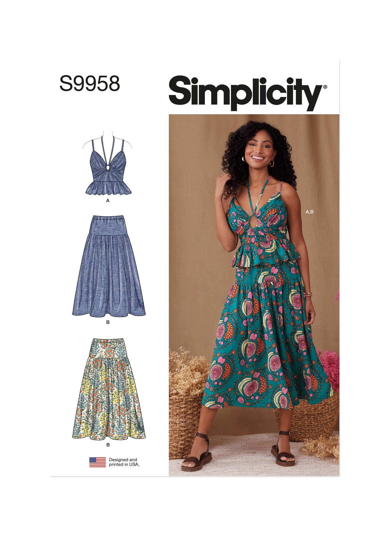 Simplicity Sewing Pattern 9958 - Misses' Top and Skirt, Size: K5 (8-10 ...