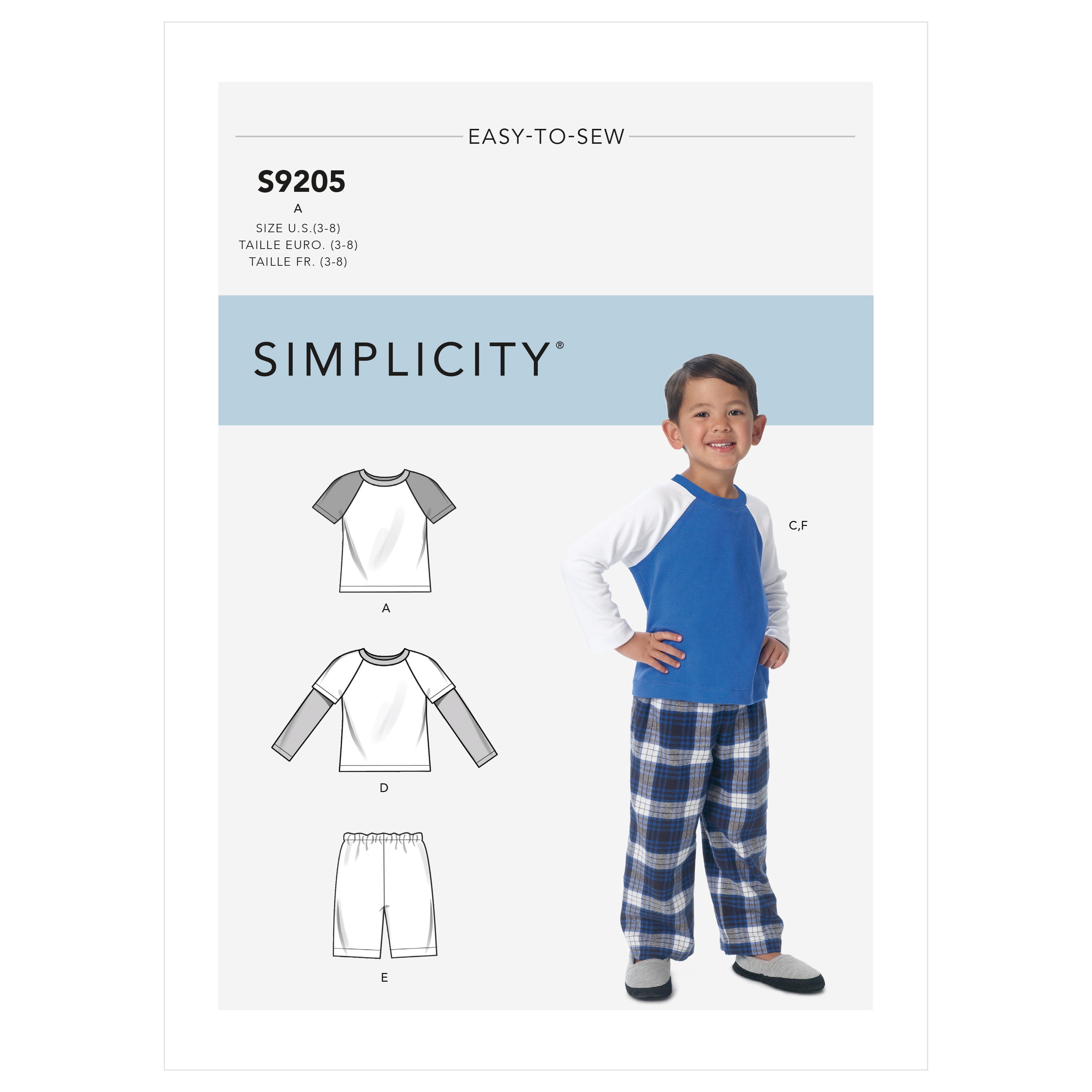 Simplicity Sewing Pattern 9205 Pyjamas, Tops, Shorts, Trousers ...