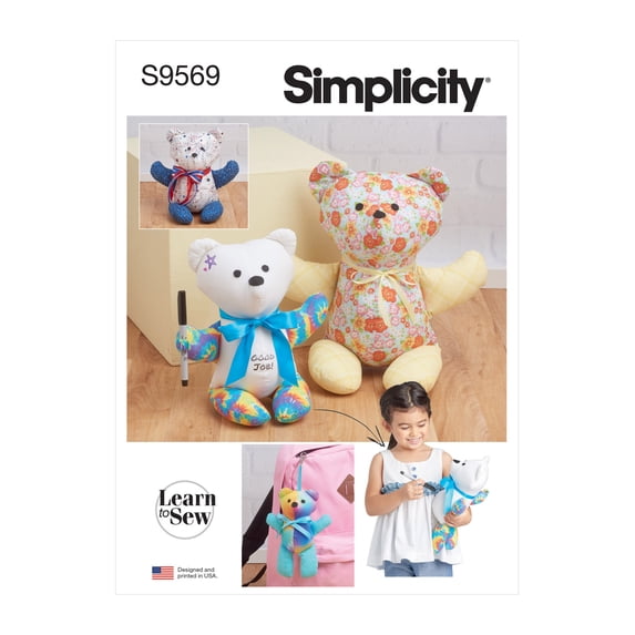 Simplicity, Sewing Pattern, S9569, Learn to Sew Plush Memory Bears ...
