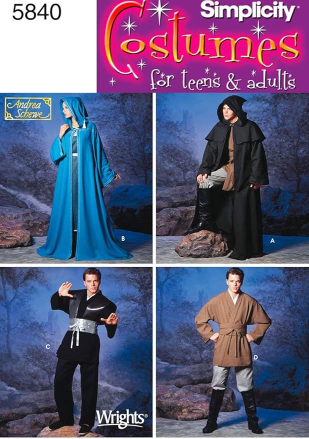 Simplicity Teen's and Adult's Wizard Costume and Ninja Costume Sewing Patterns, Sizes XS-XL ...