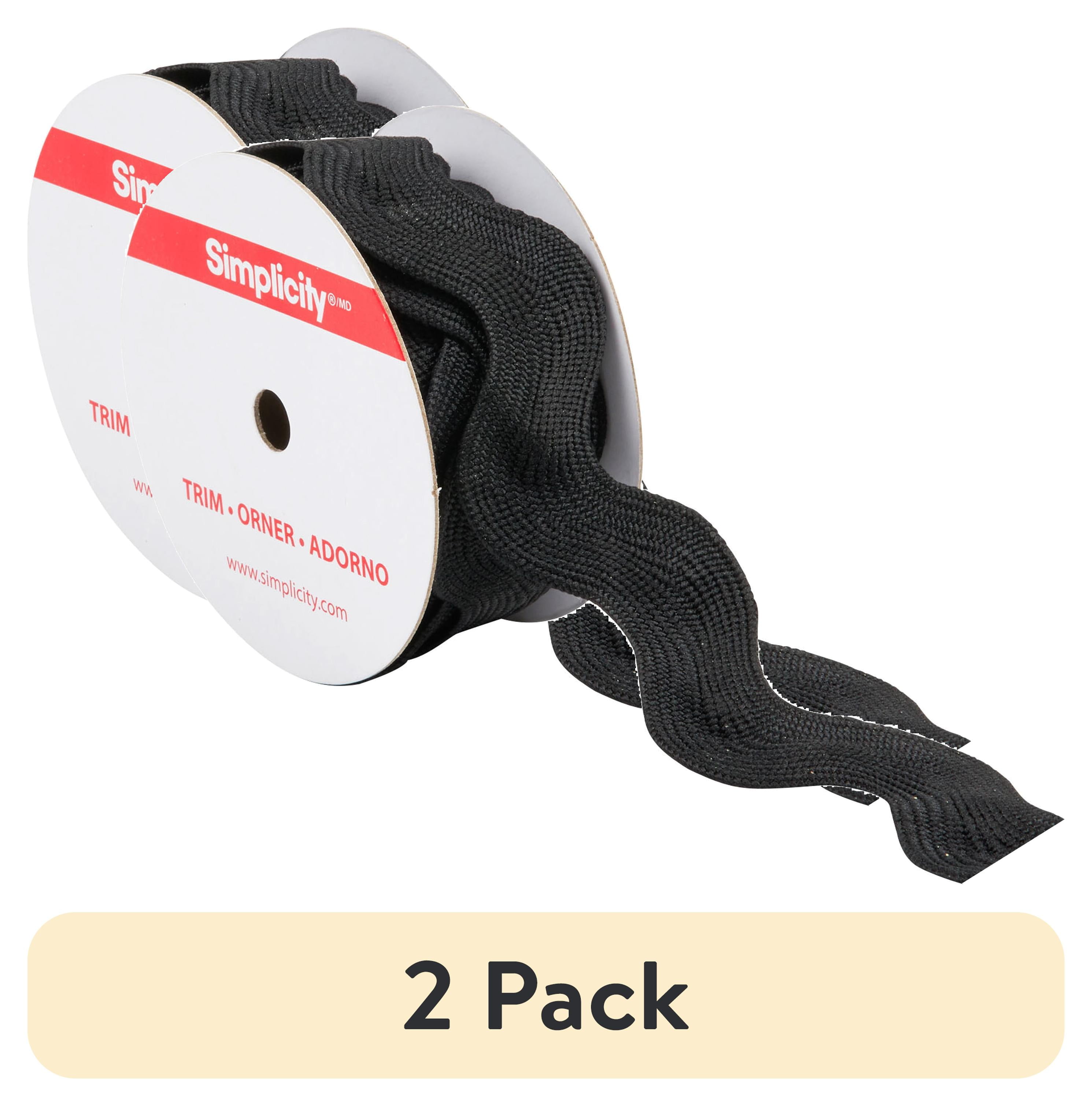 (2 pack) Simplicity Trim, Black 1 1/2 inch Jumbo Ric Rac Trim Great for ...