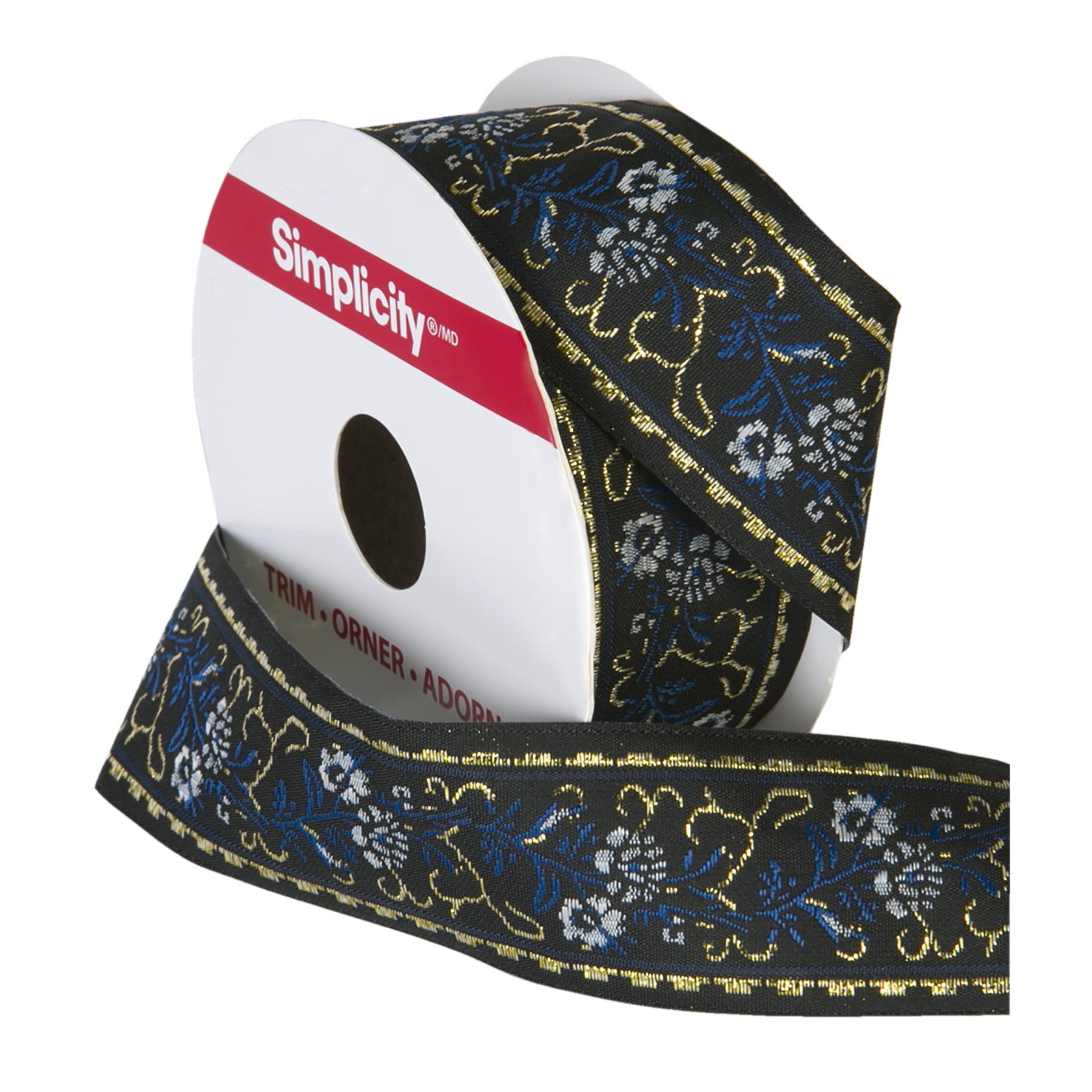 Simplicity Trim, Black 1 1/4 inch Floral Jacquard Trim Great for ...